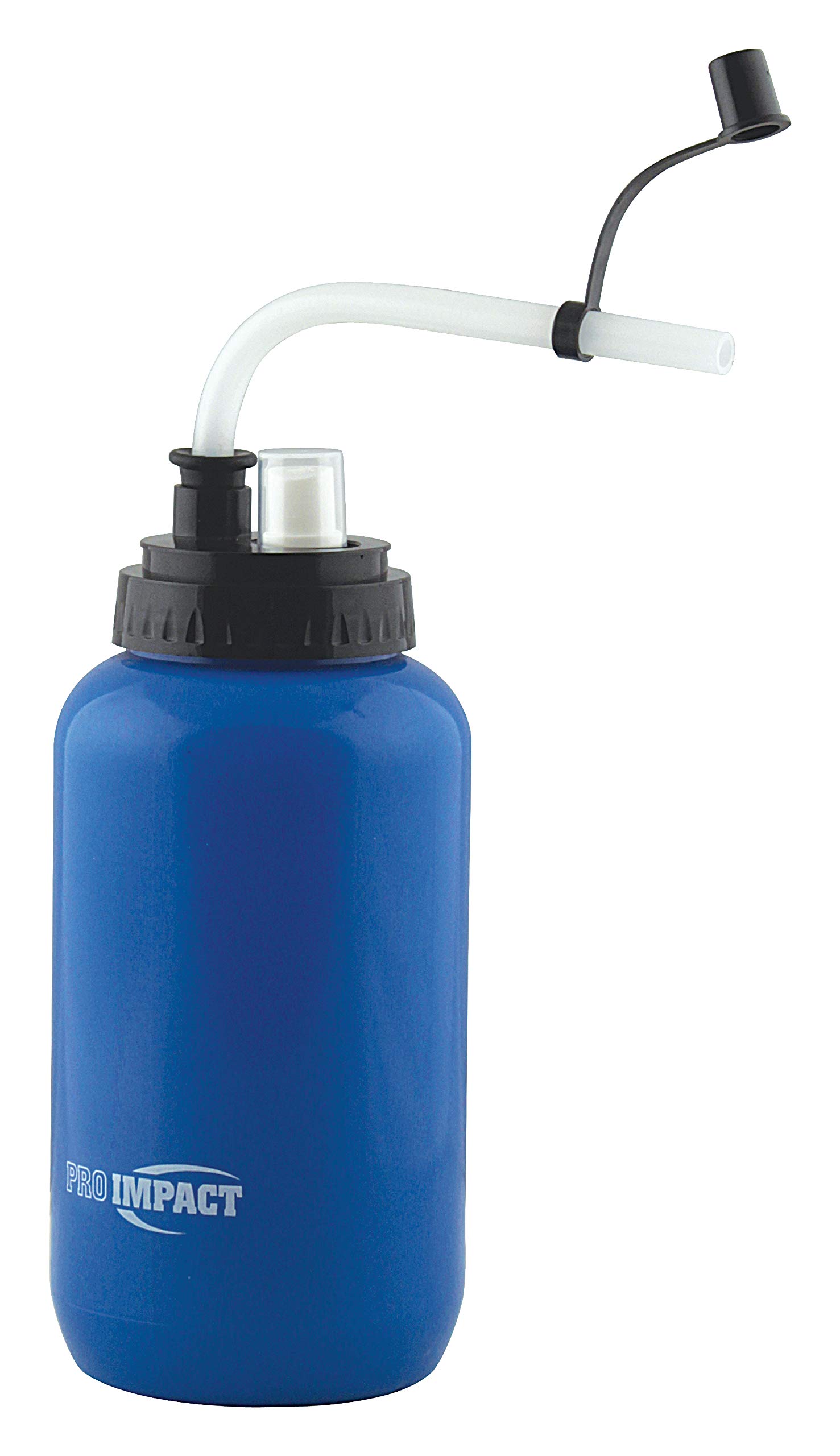 Pro Impact Squeezable Water Bottle Bendable Long Straw Spray cap - LDPE BPA Free Plastic - Hydration Baseball Hockey Gym MMA Yoga Boxing Cycling Softball Football Lacrosse (35.5 Oz.) (Blue)