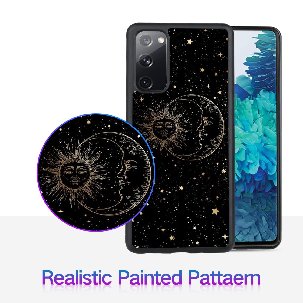 tharlet Compatible with Samsung Galaxy S20 Fe Case, Tire Outline Sun Moon Star Cute Pattern with Galaxy S20 Fe Case + Screen Protector Samsung S20 Fe Case for Girls Women-6.5 Inch.