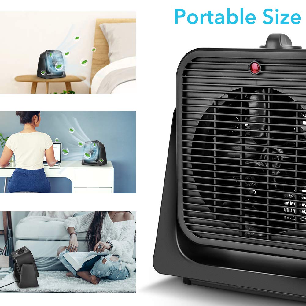 TRUSTECH 2 in 1 Cooler & Heater - Desk Electric Small Cooling and Heating Fan Combo W/Tip Over & Overheat Protection, Desktop for Indoor Use Home Room Office Bedroom Room Personal