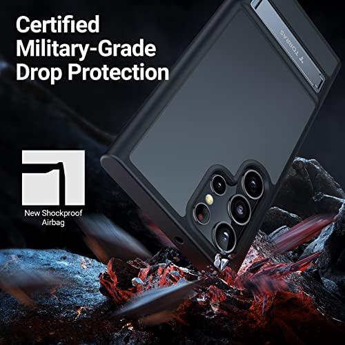 𝙏𝙊𝙍𝙍𝘼𝙎 MarsClimber Designed for Samsung Galaxy S22 Ultra Case 6.8'' [3 Stand Ways Metal Kickstand] [8FT Military Shockproof Protection] Translucent Matte for Samsung S22 Ultra Case Mystic Black