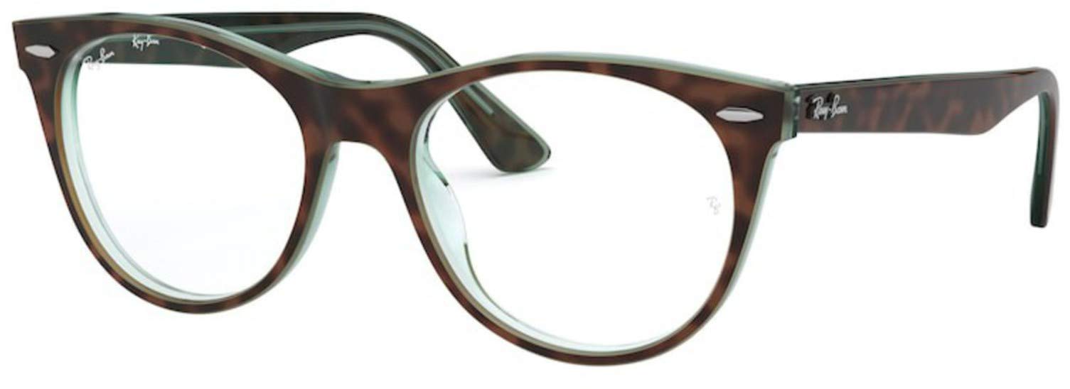 Ray-Ban RX2185V Wayfarer II Square Prescription Eyeglass Frames, Havana on Green Transparent/Demo Lens, 50 mm