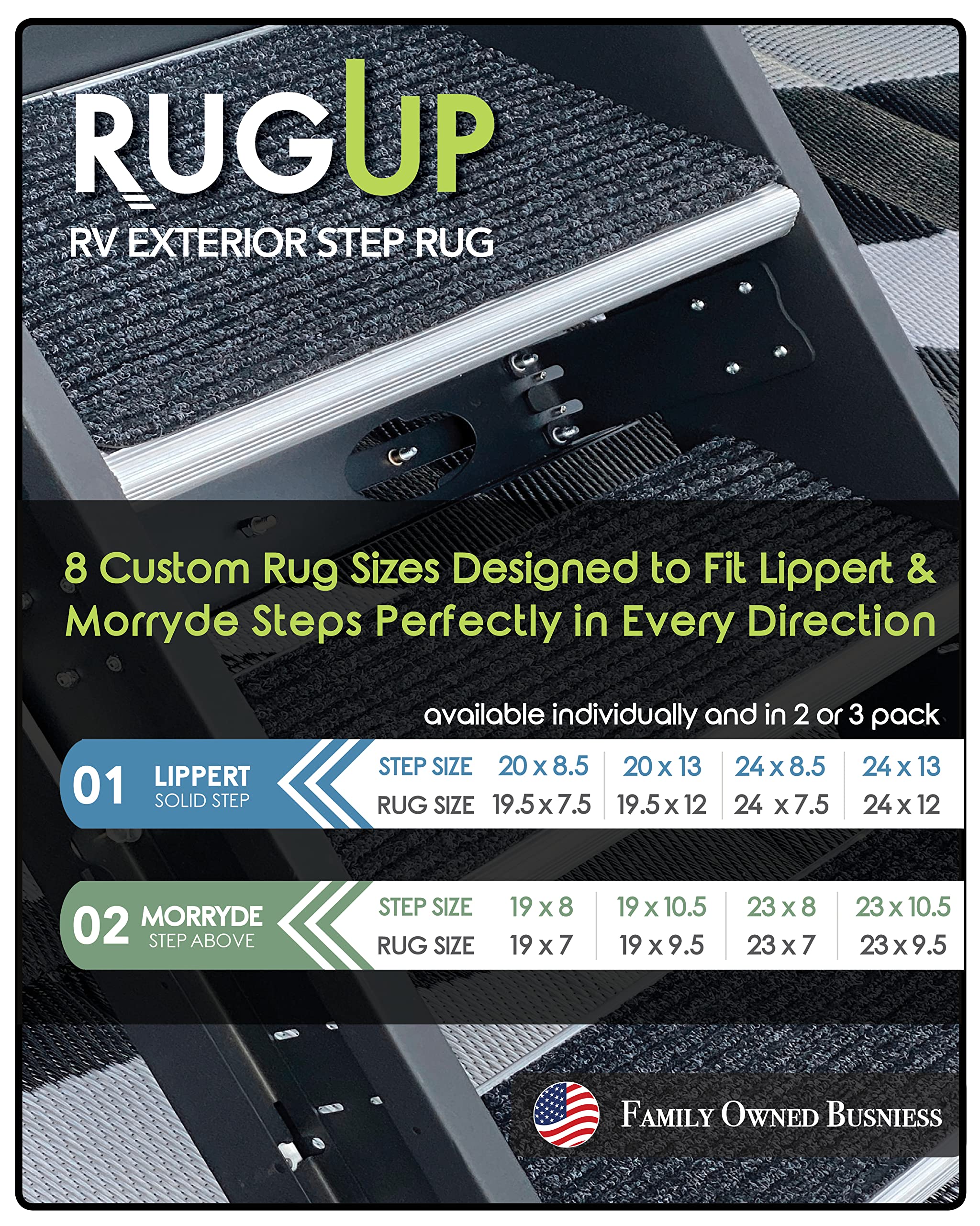 Trailersphere RUGUP for Lippert Solid Step and MORryde Step Above (1-Rug MORryde Step Above, 19" * 9.5")