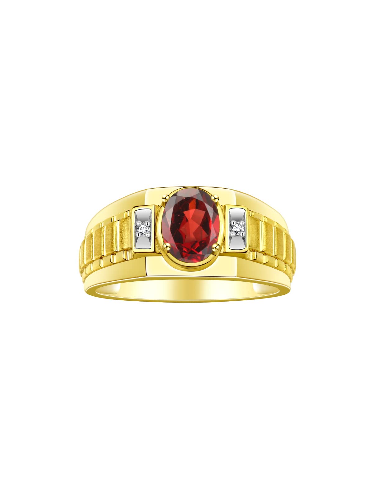 Rylos Classic Designer Oval Garnet & Diamond Ring - January Birthstone* Size 9