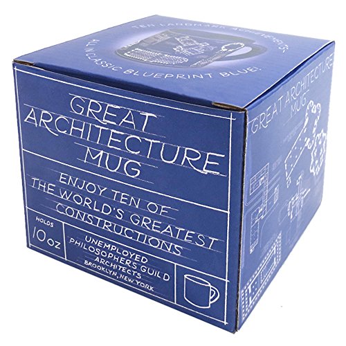 The Unemployed Philosophers Guild Architecture Coffee Mug - Architectural Drawings of Famous Buildings - from Classic to Classical - Comes in a Fun Gift Box
