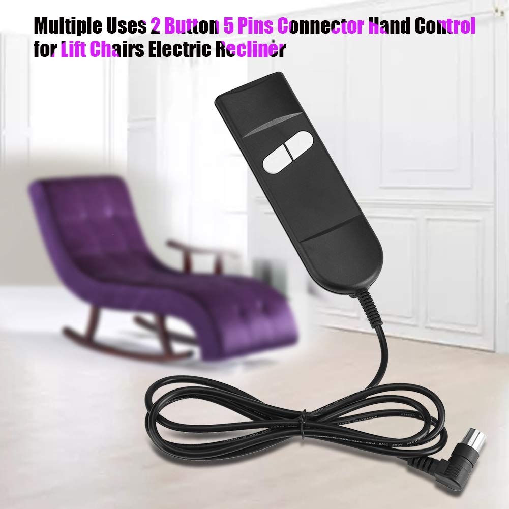 Taidda Recliner Hand Control, Power Recliner Replacement Button Electric Recliner Connector Multiple Uses 2 Button 5 Pins Connector Hand Controller for Lift Chairs Electric Recliner