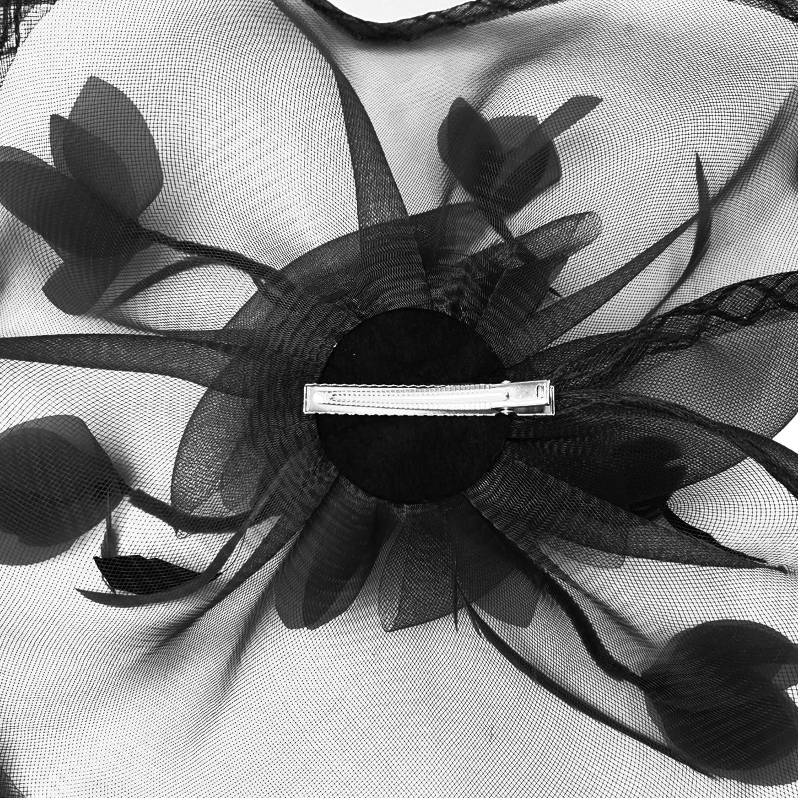 TS Fascinators Hat Mesh Floral Feather Fascinator Headband for Wedding Cocktail Tea Party or Special Occasion Ruffle Hat Large