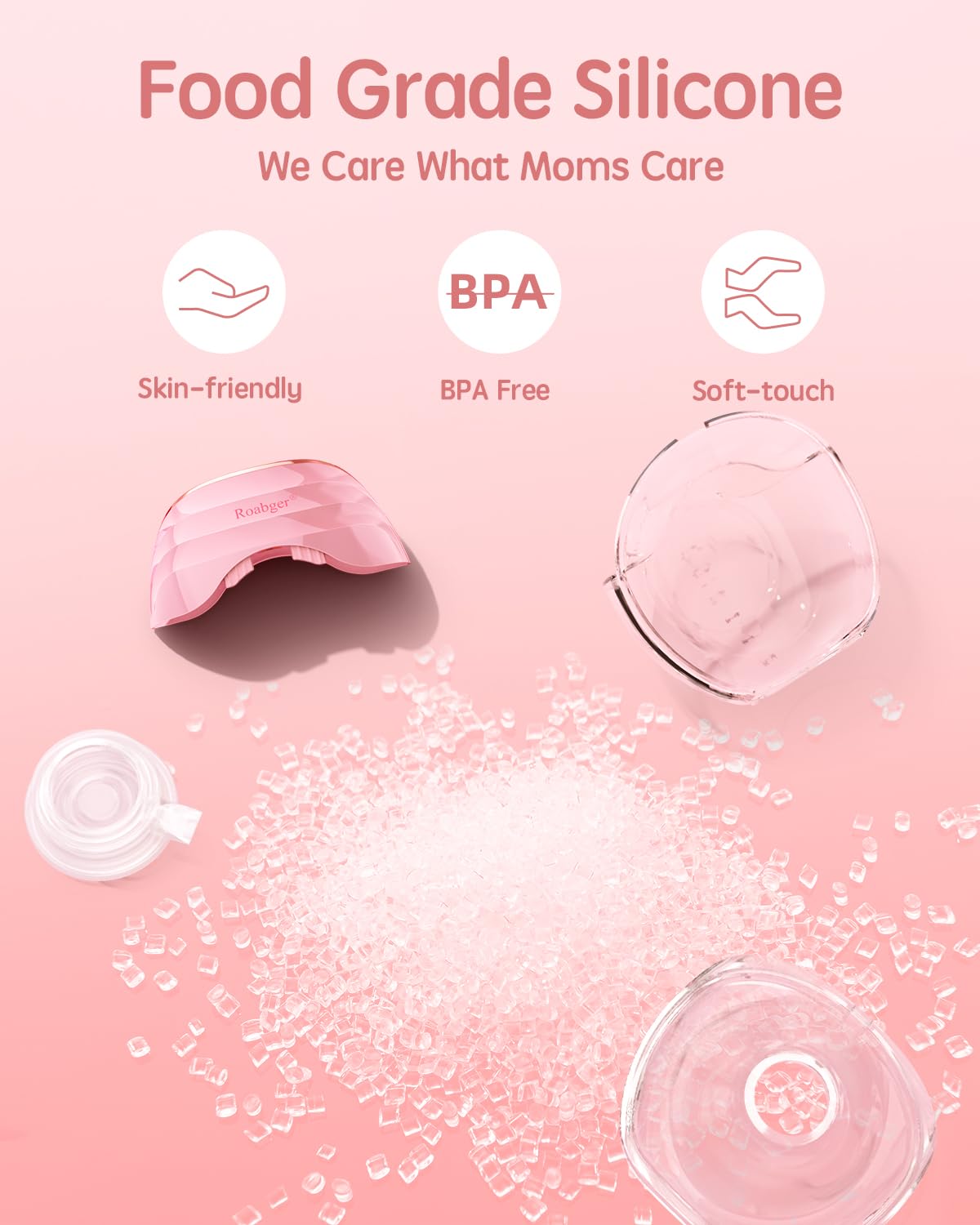 Roabger Breast Pump, Hands Free Breast Pump, Wearable Breast Pump with 3 Modes & 8 Levels, Electric Breast Pumps with Time Display, Easy Assemble & Clean, 19mm/21mm/24mm/27mm Flange, 2Pack