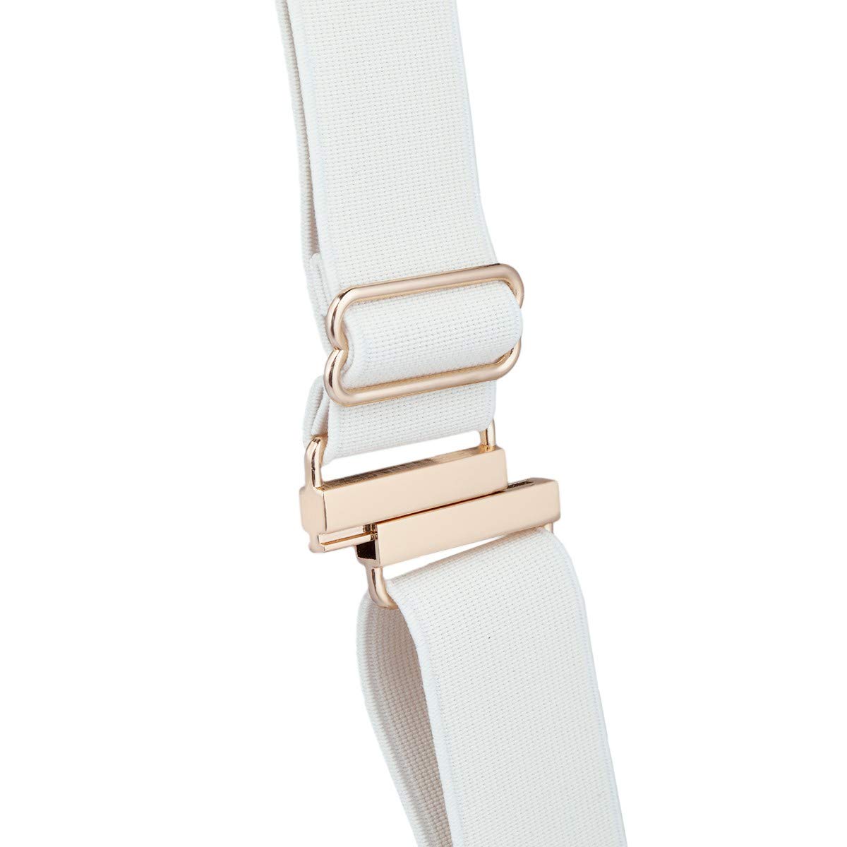 Samtree Adjustable Stretch Elastic Belt for Women, Lightweight No Show Flat Buckle Cinch Waist Belt for Jeans Dresses, White