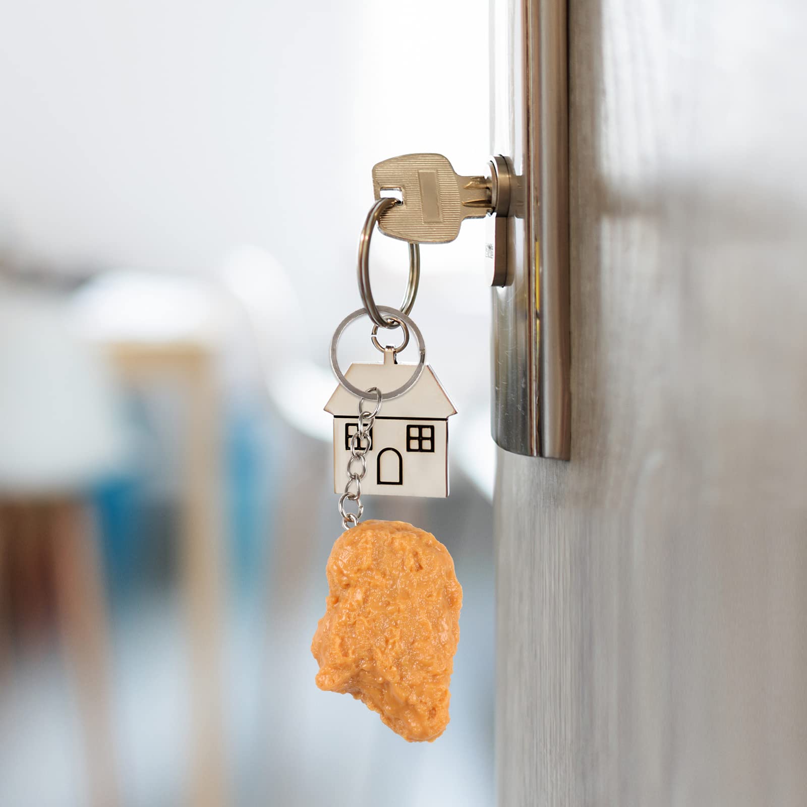 OYANIMO 2 Pcs Fried Chicken Nuggets Keyring Realistic Imitation Food Keychain Creative Keyring Prank Gifts Handbag Purse Car Pendant