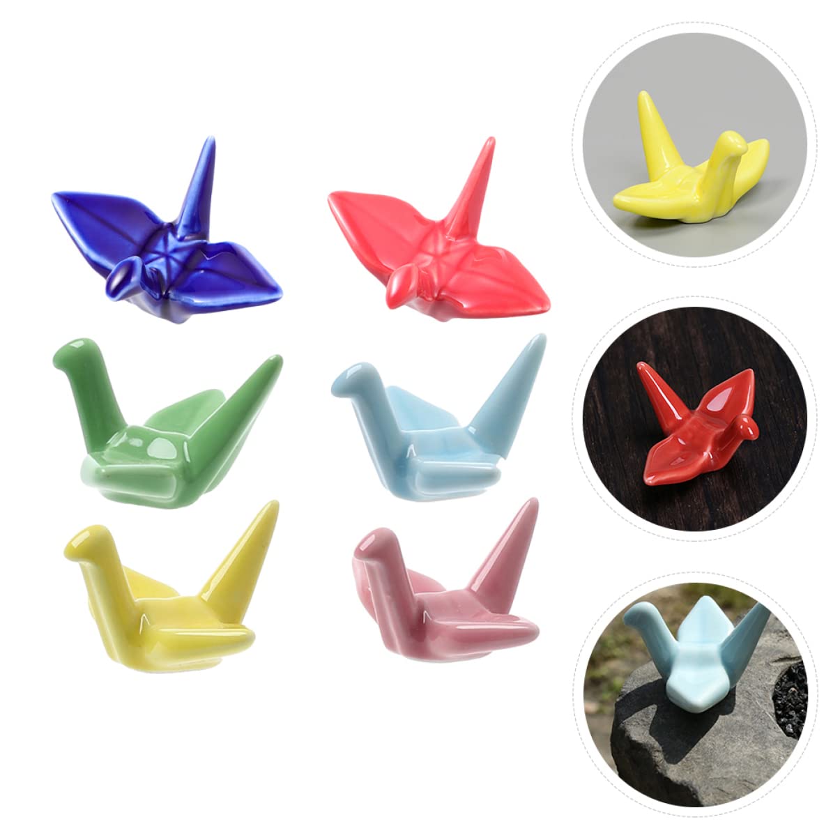 Veemoon 24 pcs Porcelain Chopsticks porcelain crane rest ceramic chopstick holder chopsticks support Rest Japanese Origami