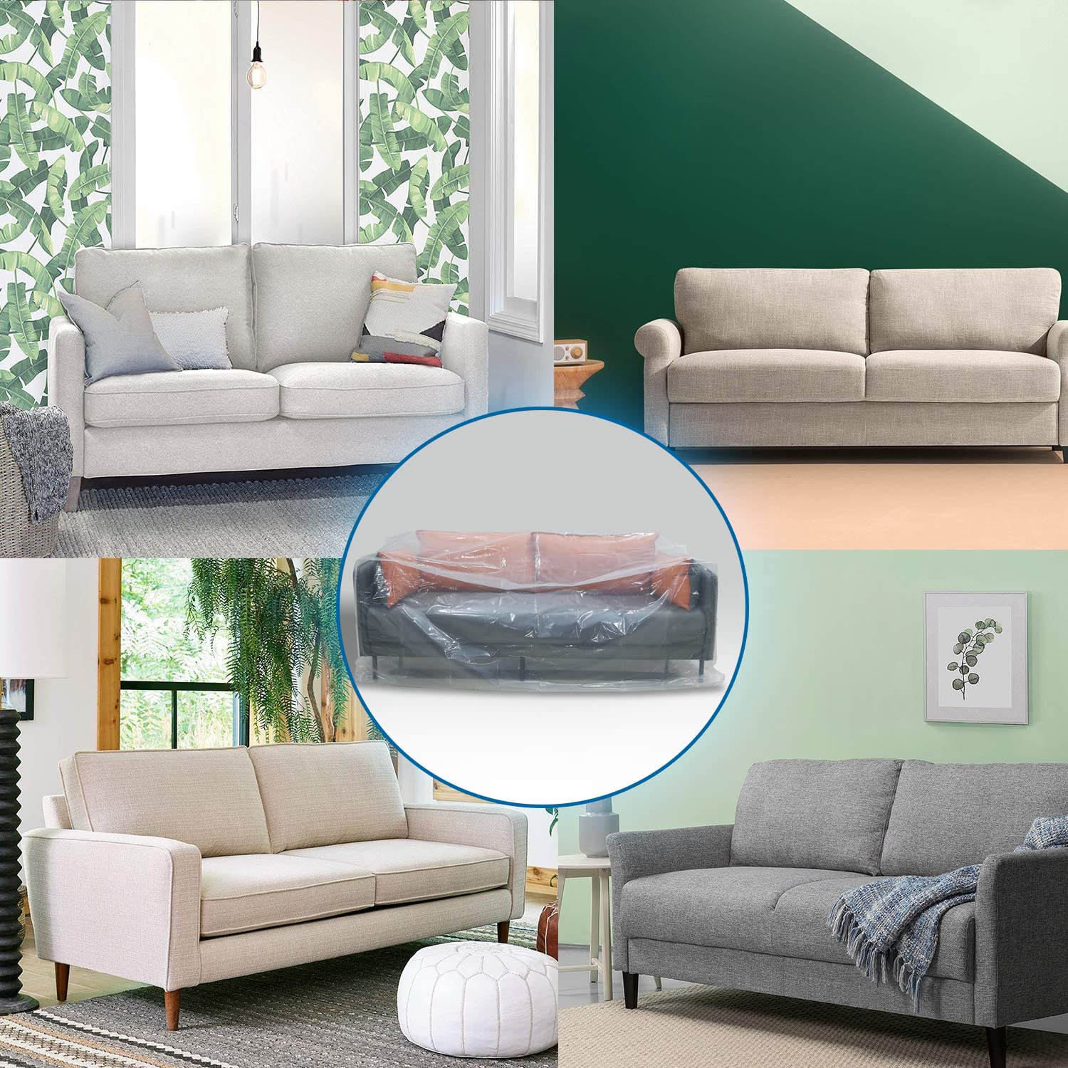 Plastic Couch Cover,Waterproof Sofa Cover,Garden Furniture Protector for Moving and Long Term Storage,68" Wx42 D
