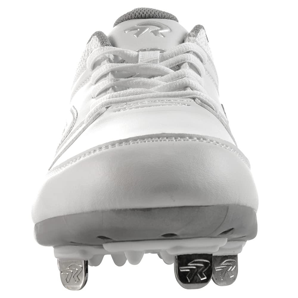 Ringor - Women's Flite Metal Spike Softball Cleats (9.5 White/Silver)