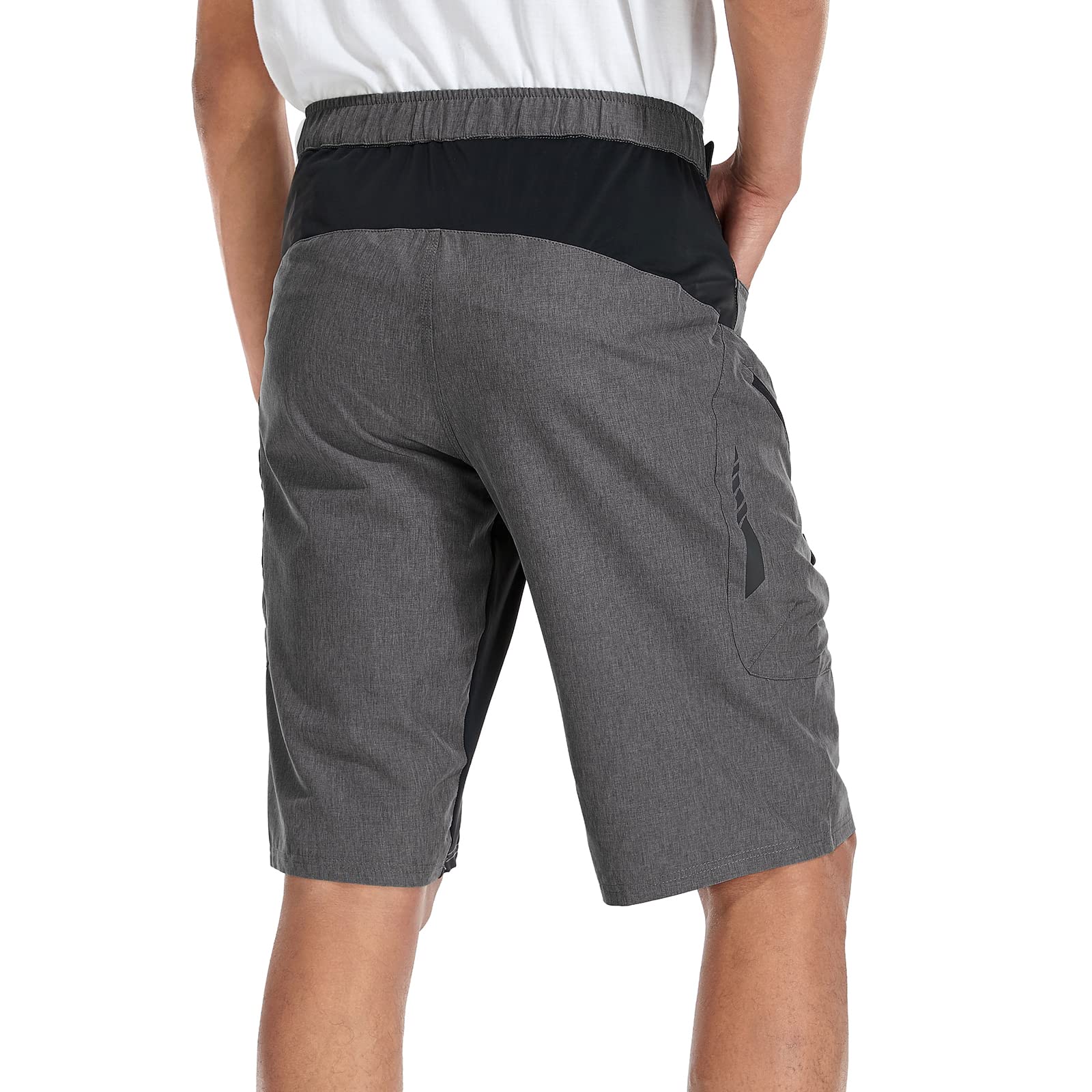PRIESSEI Men's Mountain Bike Shorts Lightweight MTB Cycling Shorts with Zip Pockets Dark Grey XXL