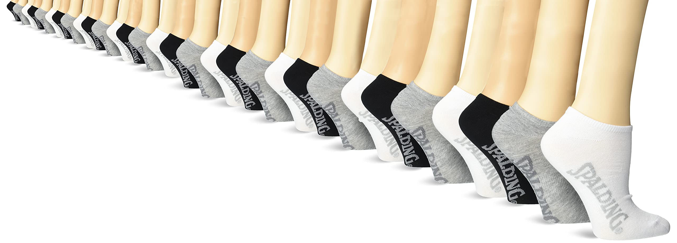 Spalding Adults Recycled Yarn 30 Pack No Show Bundle, Big Girls Assorted Neutral, Fits Sock Size 9-11 Fits Shoe Size 4-10.5
