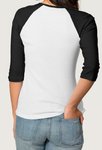 Printed Women's Joey Logano 22 Stock Car Racing Driver Top 3/4 Sleeve Raglan Tee Black