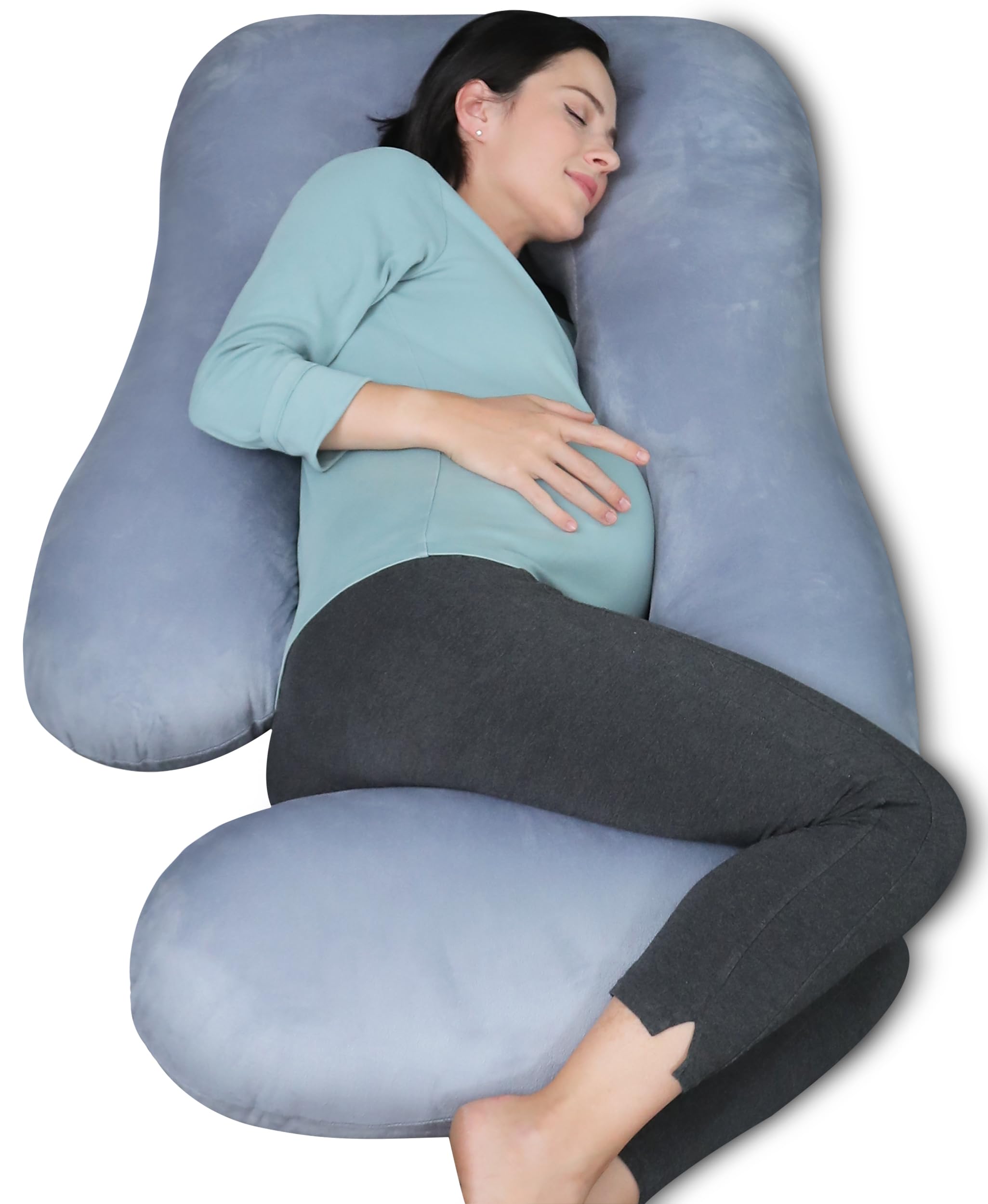 MOON PARK Pregnancy Pillows for Sleeping - U Shaped Full Body Maternity Pillow with Removable Cover - Support for Back, Legs, Belly, Hips - 57 Inch Pregnancy Pillow for Women - Grey