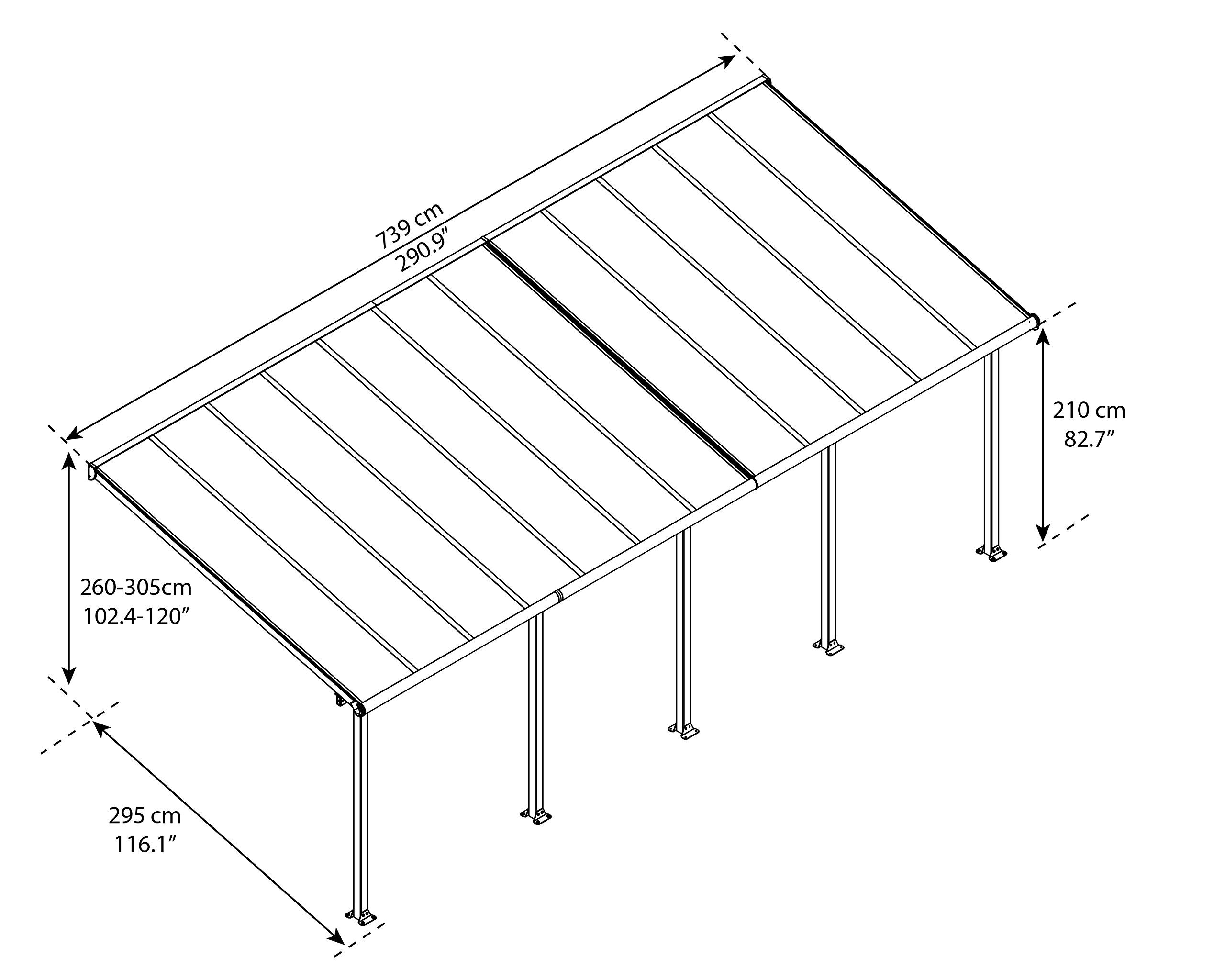 Palram - Canopia Olympia 10' x 24' Patio Cover - White/White