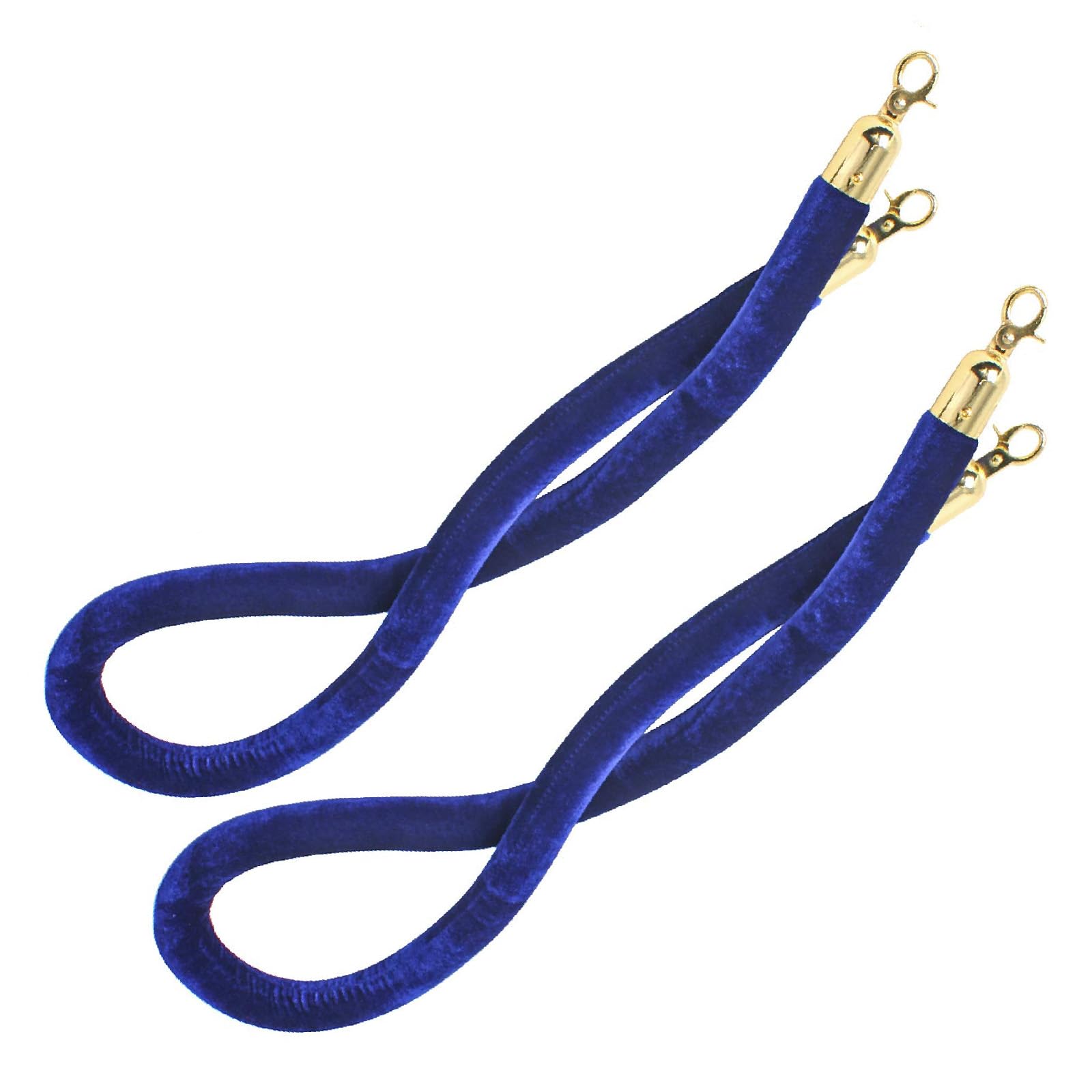 NovelBee 2 Pack of 5 Feet Velvet Rope with Gold Plated Hooks,Crowd Control Stanchion Post Queue Line Barrier (Black)