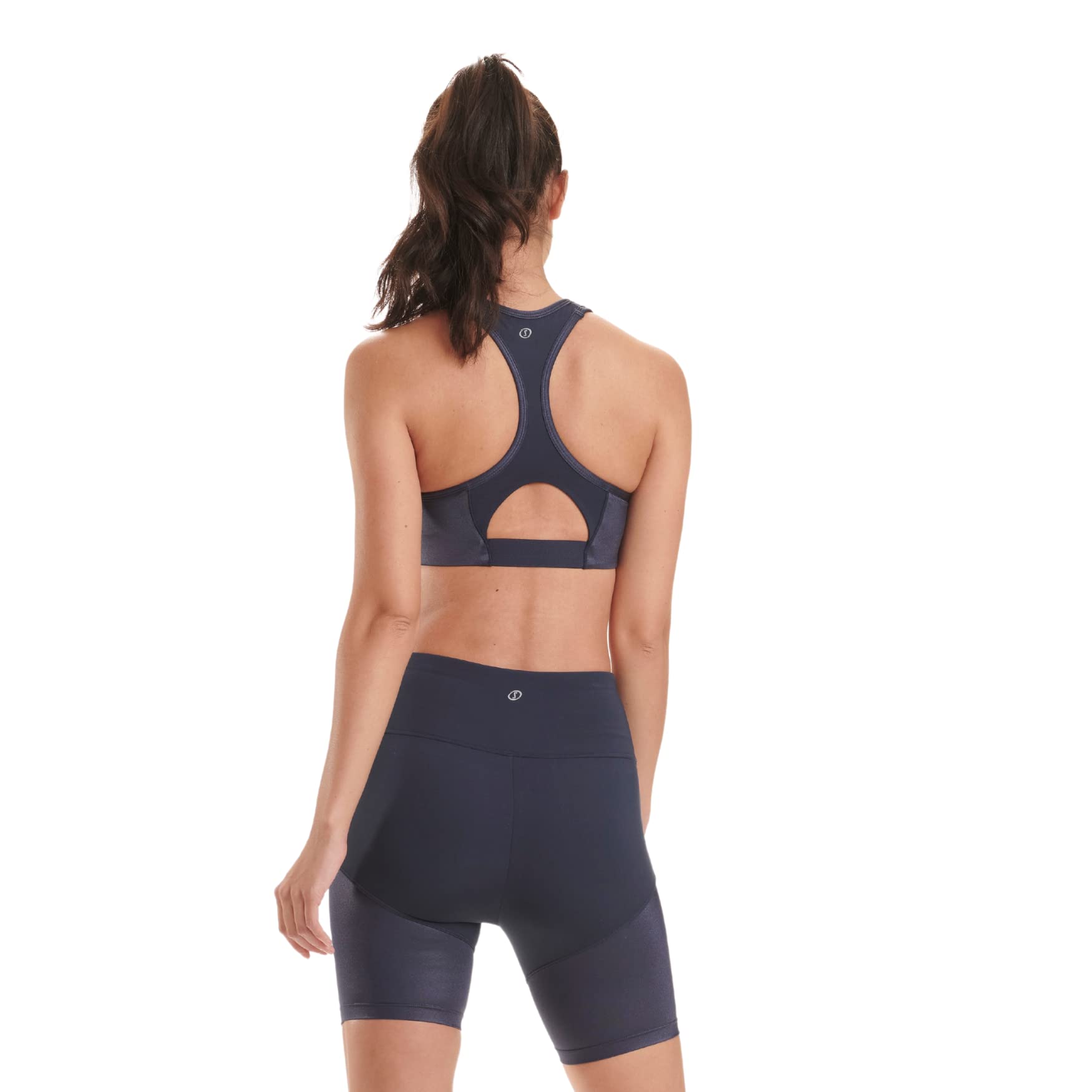 Spalding Women's Active Shine Racerback Sports Bra, Navy Blazer, 1X