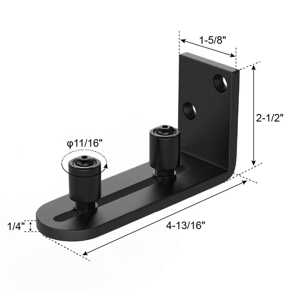 WINSOON 7.5FT Sliding Barn Wood Door Hardware for Double Doors Black Surface with Floor Guides Adjustable Stay Roller Hardware Kit