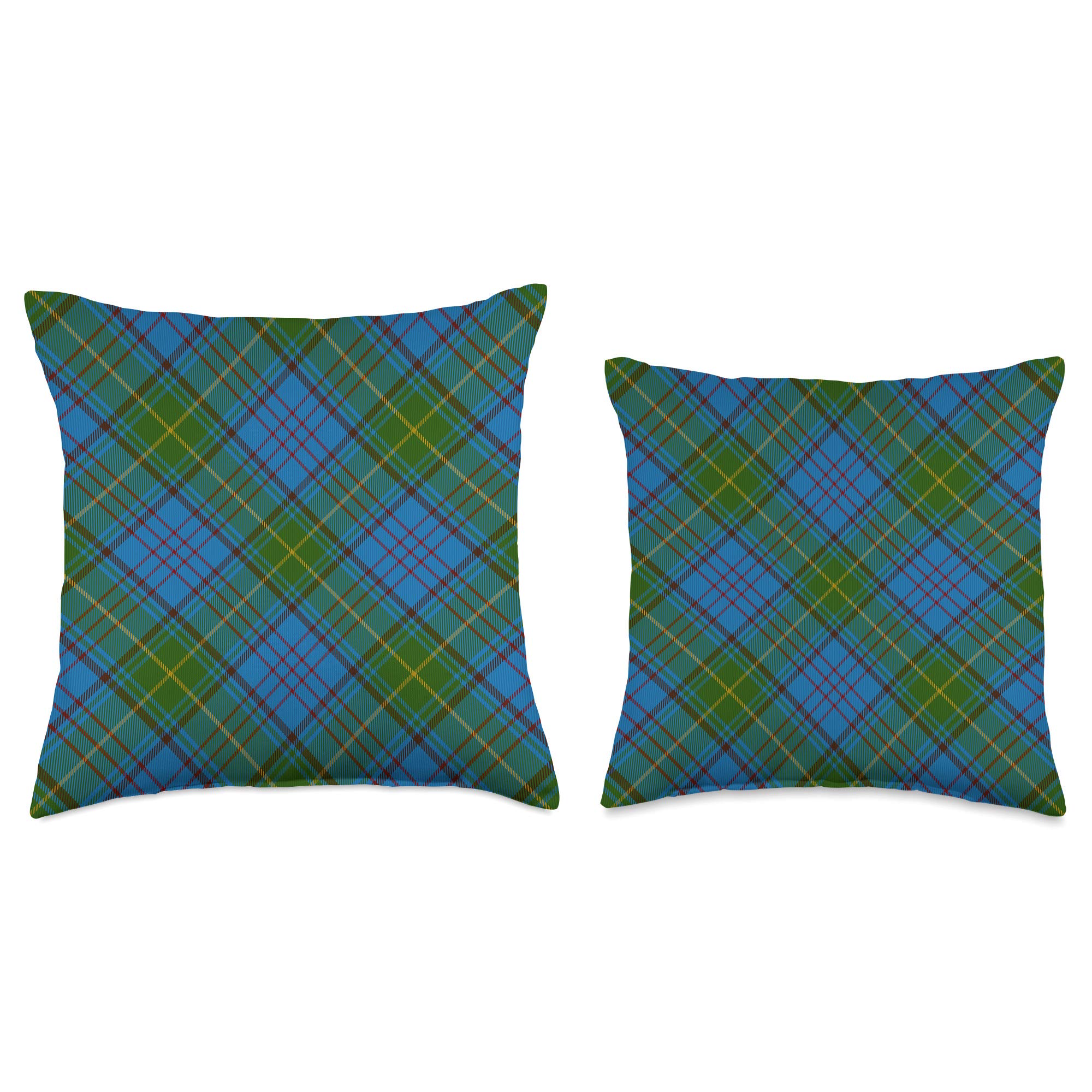 The Celtic Flame Plaid Tartans County Donegal Irish Tartan Plaid Throw Pillow, 16x16, Multicolor
