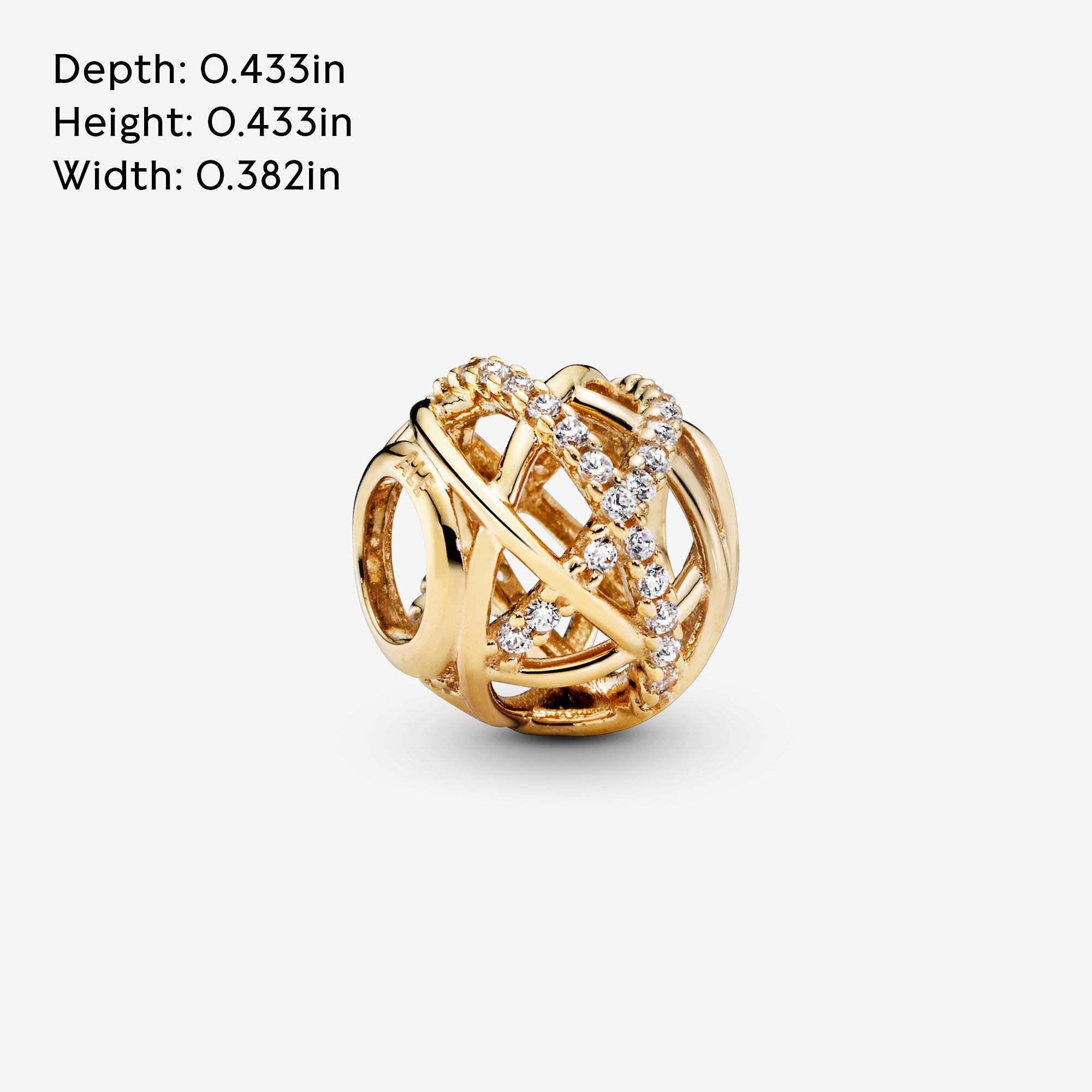Pandora Jewelry Sparkling and Polished Lines Cubic Zirconia Charm in Gold 14K