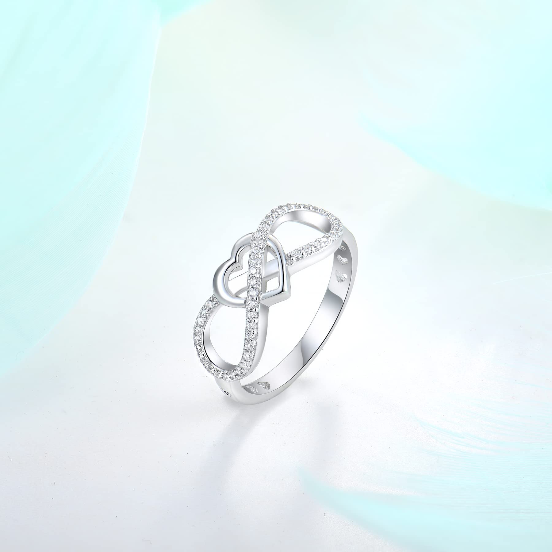 STARCHENIE Infinity Heart Ring for Women 925 Sterling Silver Love Knot Ring Promise Ring Size 8
