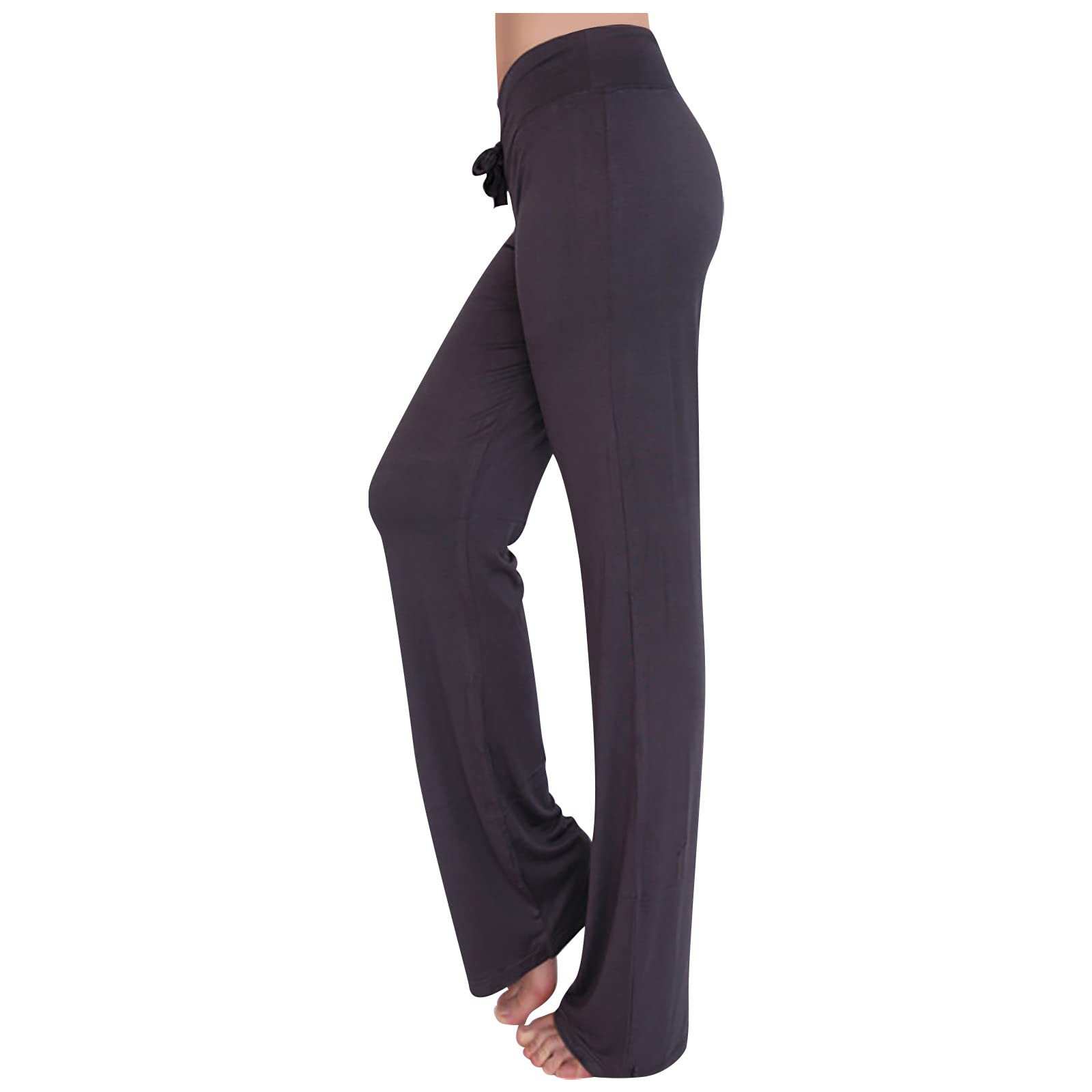 Womens Yoga Sweatpants High Waisted Flare Work Overalls Drawstring Button Casual Running Lounge Straight-Leg Elastic Pants