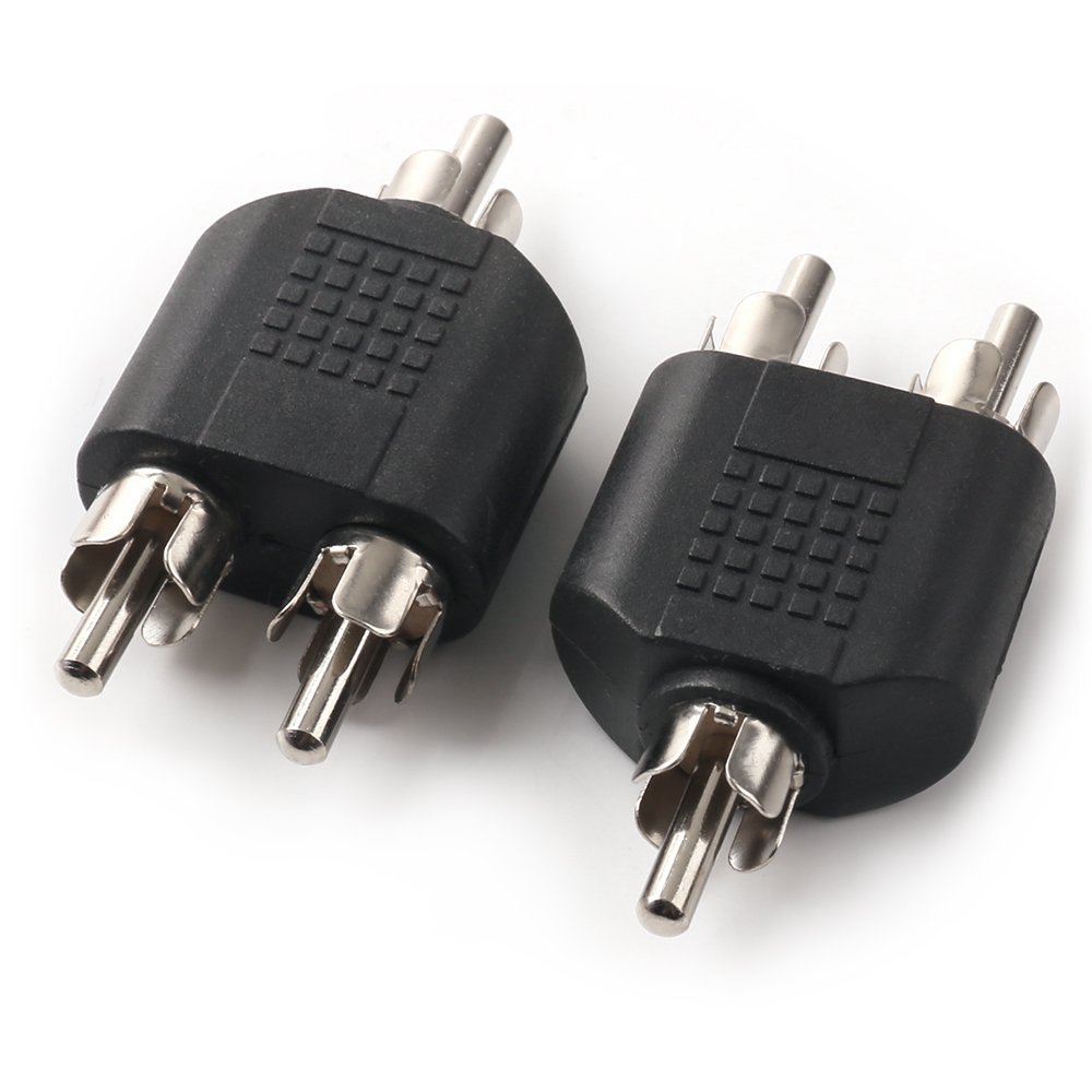 NANYI RCA Male to 2 RCA Male Audio Heads, RCA M One-Two RCA M Stereo Interconnect Audio Adapter, 2Pack (RCA M-2xRCA M)