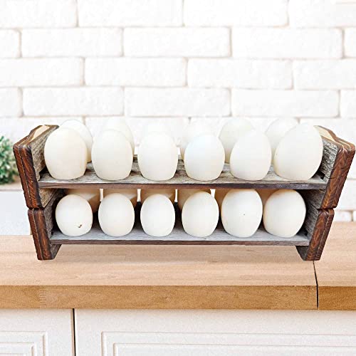 Rockin' Wood Egg Holder Tray- Countertop Stackable Egg Rack For Fresh Eggs - Made in the USA with real rustic reclaimed wood - egg sorter - wood egg tray (Single Tray)