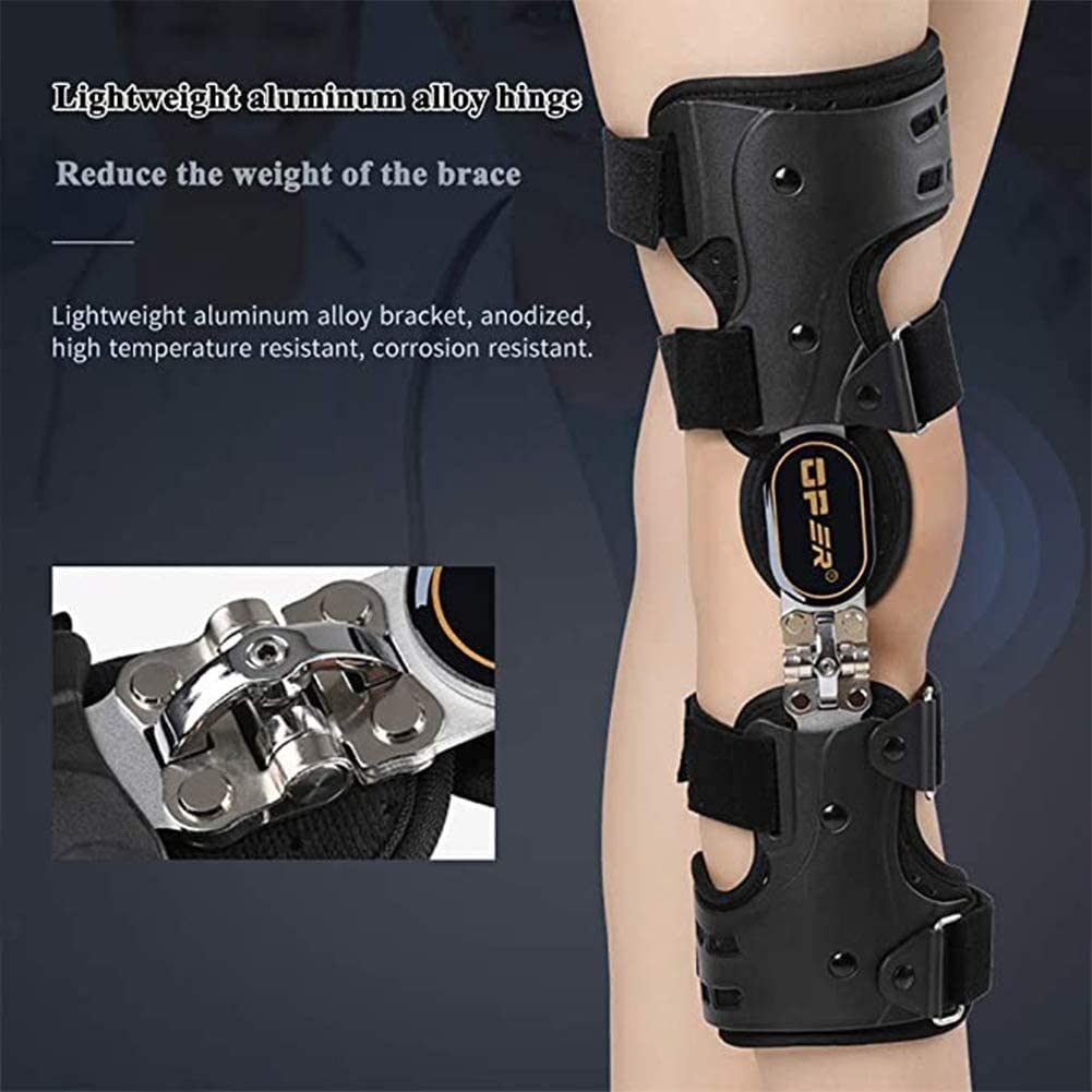 TSUSF Adjustable Hinged ROM Knee Brace With Strap, Post OP Patella Injury Immobilizer Brace Orthopedic Guard Protector Full Leg Stabilizer Knee Orthosis Splint (Color : Right)