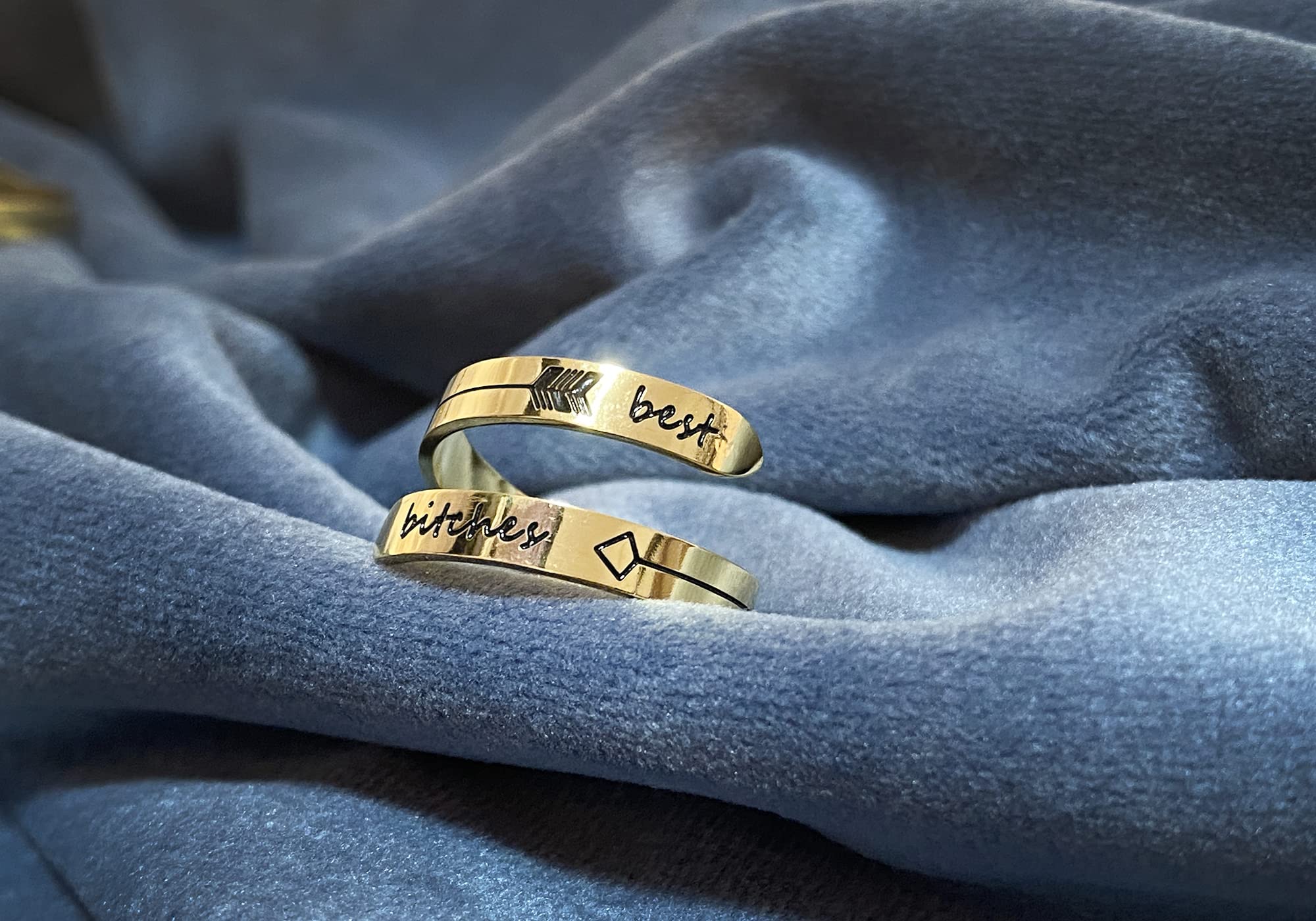 Vrycot Im a warrior gold Stainless Steel Encourage Ring Adjustable Steel Gold Keep Going ring Inspirational Opening Stacking Cute Band Jewelry