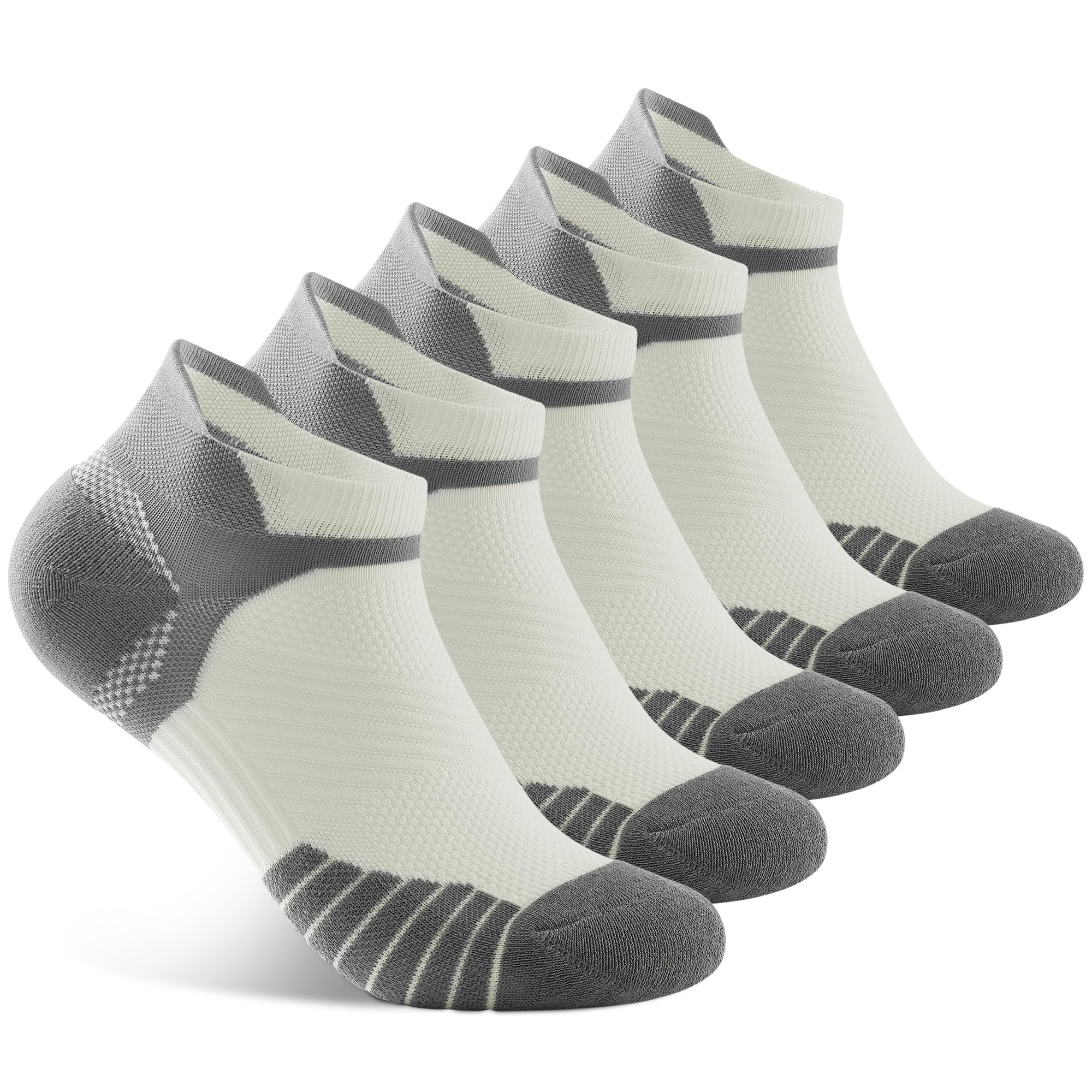 YOJOOM Women Ankle Compression Socks Athletic Running Low Cut Walking Socks for Women Cushioned 5 Pairs (US, Numeric, 9, 11, Regular, Regular, Mixed 6 Color)