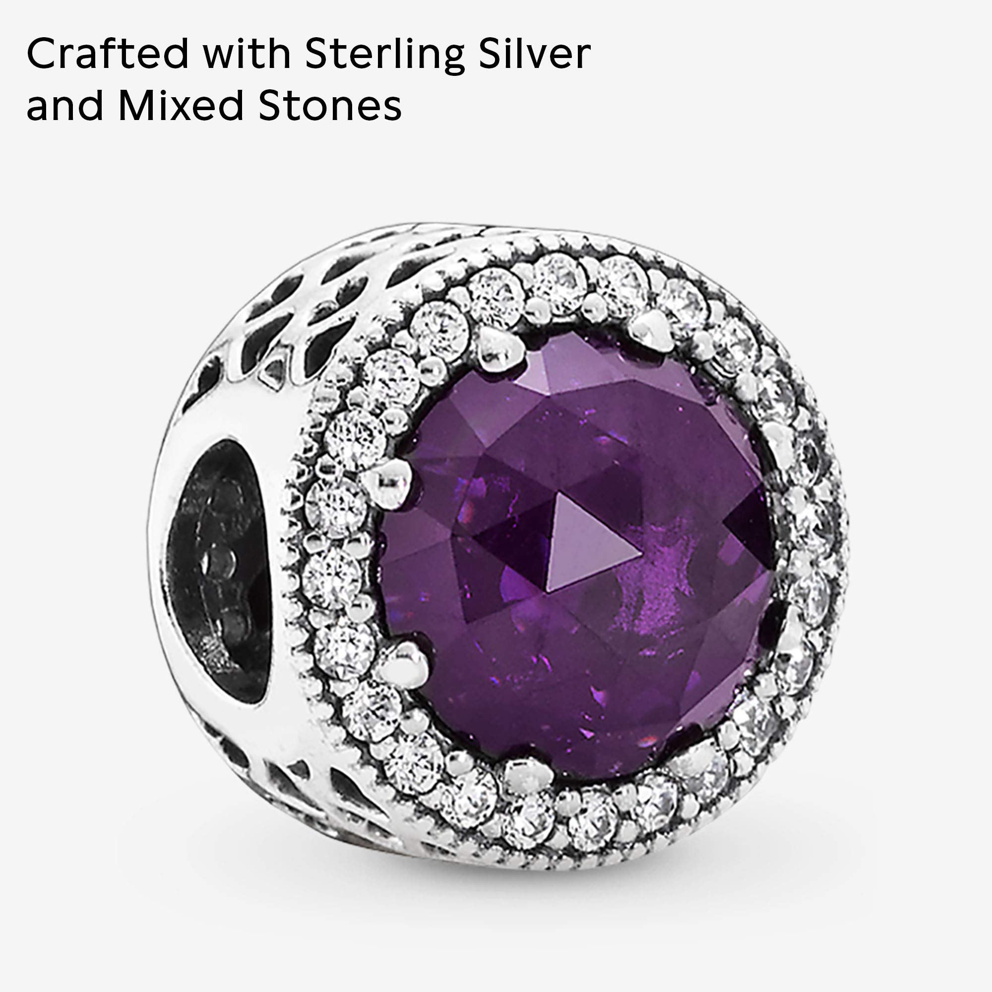 Pandora Jewelry Purple Radiant Hearts Crystal and Cubic Zirconia Charm in Sterling Silver