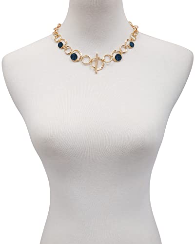Vince Camuto 14k Gold Tone Twisted Link Necklace, Gold and Pantone Semistone