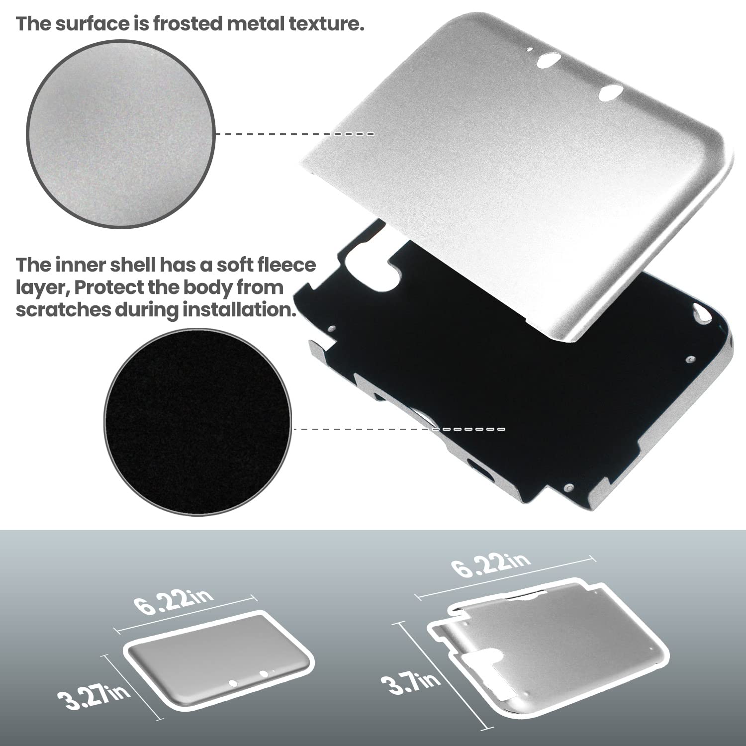 OSTENT Anti-Shock Hard Metal Box Cover Case Shell for Nintendo 3DS XL LL (Silver)