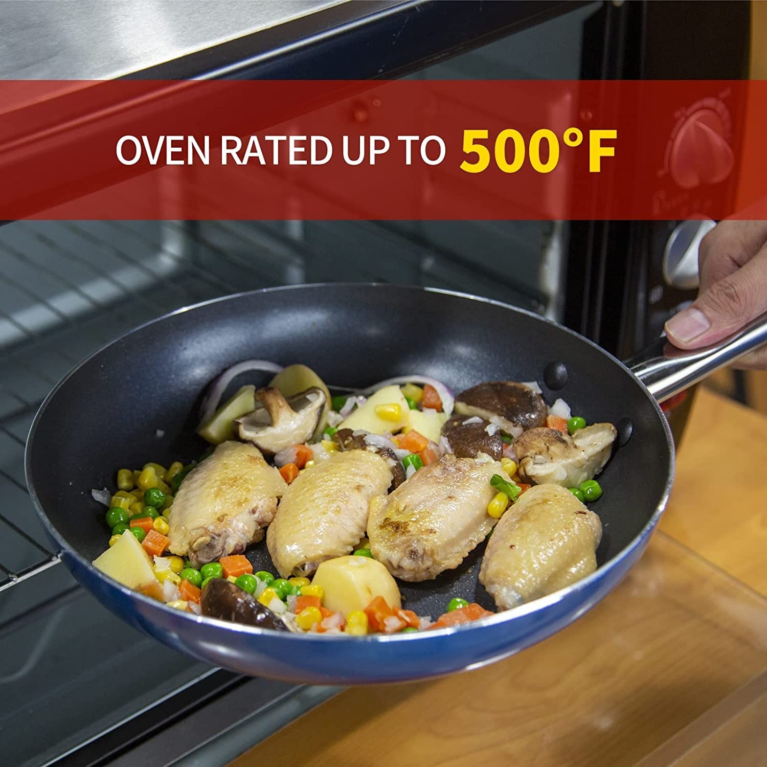 Nonstick 9 Piece Cookware Set 9.75'' Pot, 11'' Frying Pan, 7.25'' Pan, 11'' Deep Pan & 2 12'' Tools