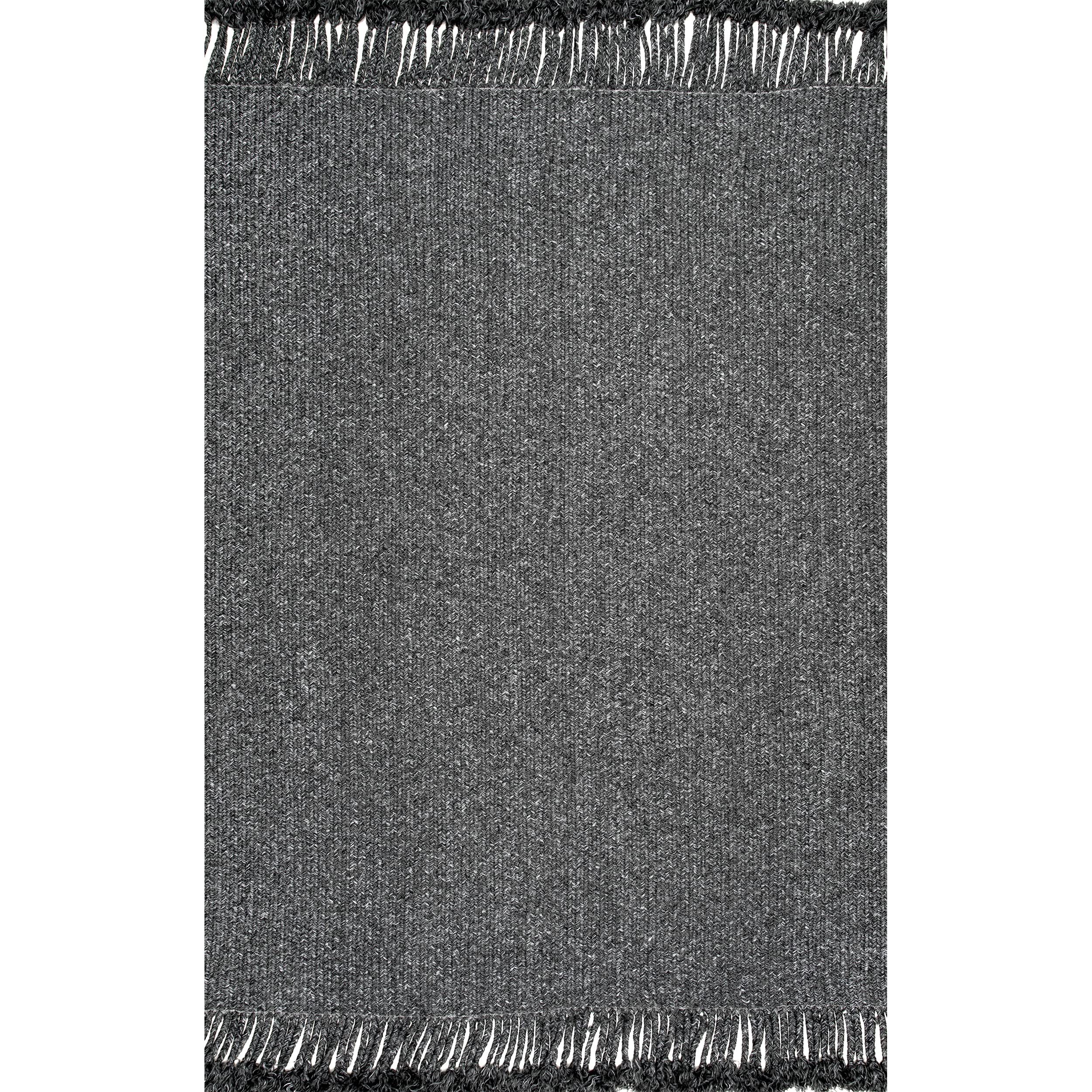 nuLOOM Braided Courtney Tassel Indoor/Outdoor Area Rug, 5x8, Charcoal