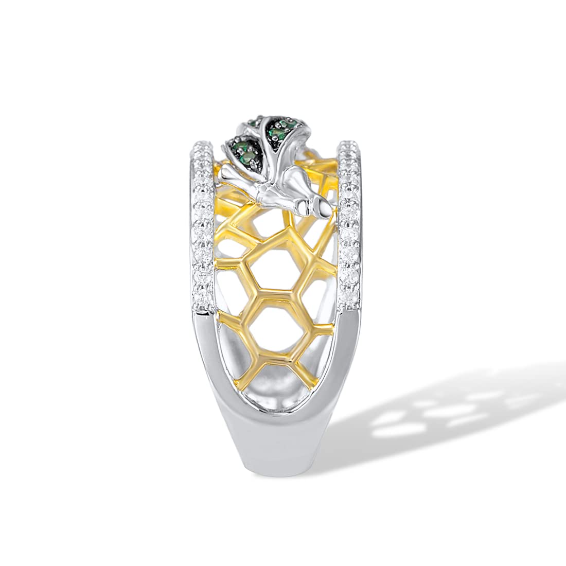 Santuzza Bamboo Leaves Gemstone Ring 925 Sterling Silver Green Spinel Cubic Zirconia Openwork Ring for Women (8)