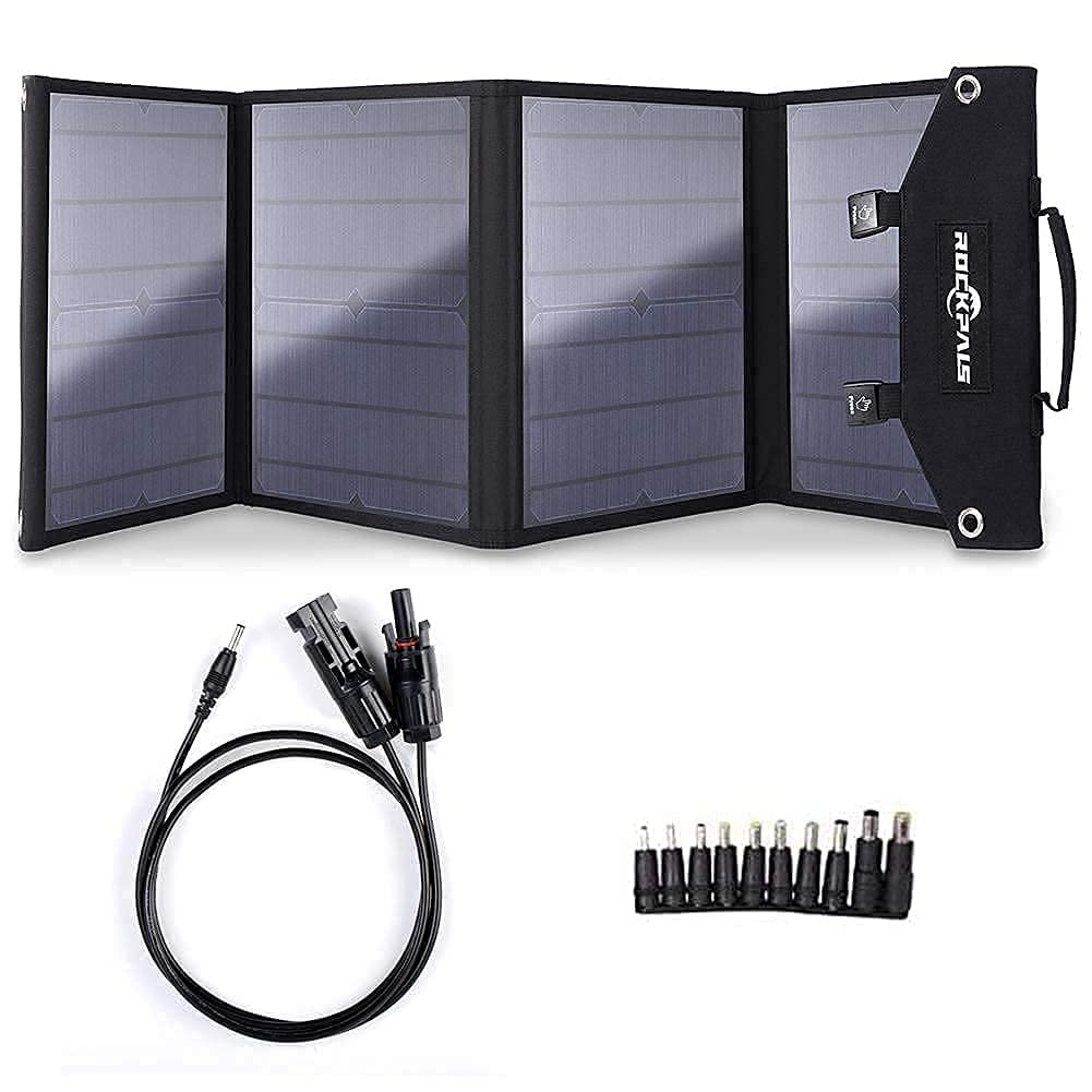 ROCKPALS 350W Portable Power Station and ROCKPALS Foldable 100W Solar Panel Charger, CPAP Backup Battery Pack for Camping, Home, Emergency