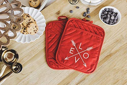 Valentines Day Gift for Her Wife Mom Kitchen Decor Red Potholder - 2 Piece Set