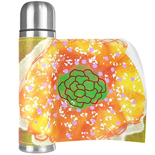 Stainless Steel Leather Vacuum Insulated Mug Abstract Thermos Water Bottle for Hot and Cold Drinks Kids Adults 16 Oz