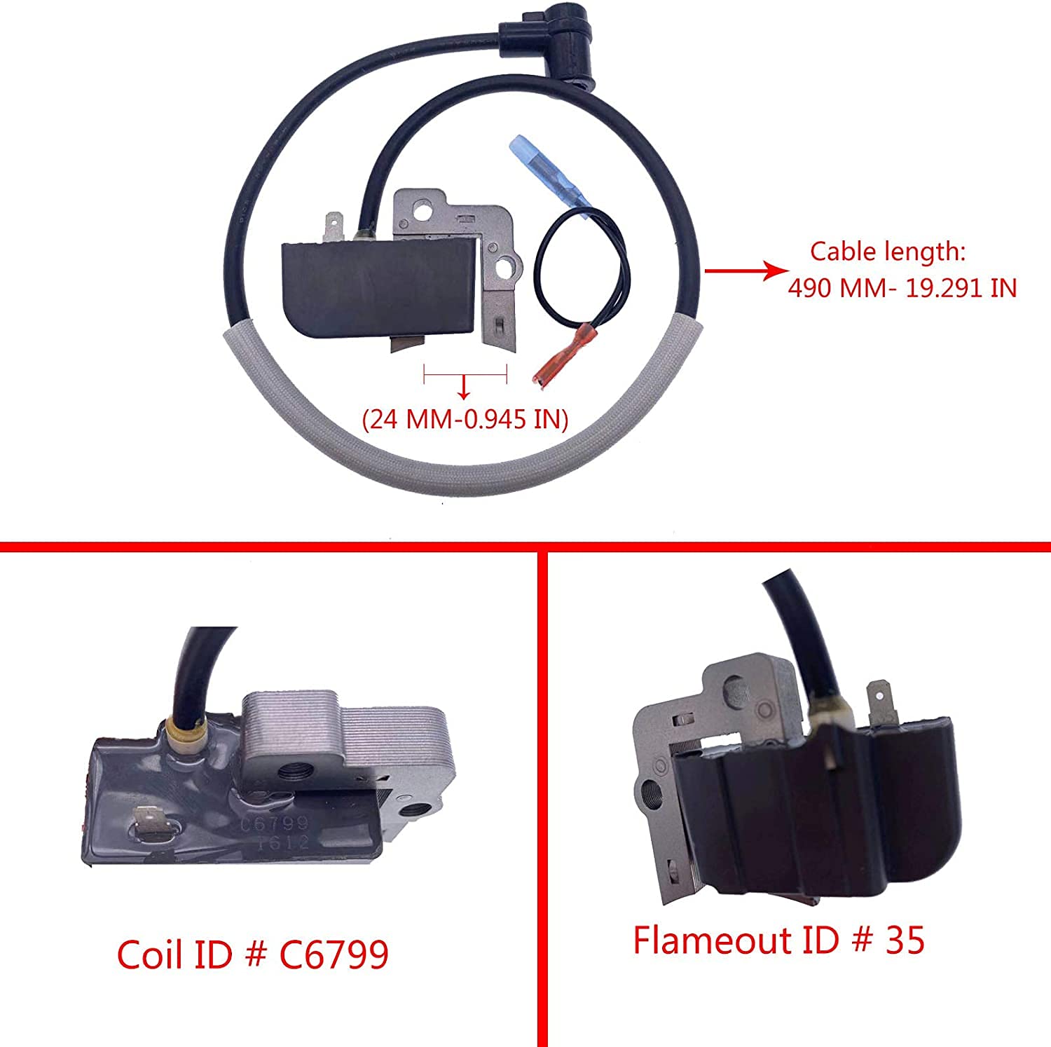 PARTSRUN Coil Fit Echo Blower Ignition Module ID#C6799 For Echo Shindaiwa Kioritz Blower PB-403 PB-460 PB-601 PB-602 PB-603#15660108361#15660109861,ZF-IG-A00638