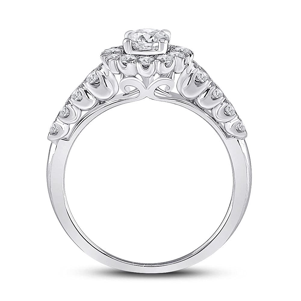 The Diamond Deal 14kt White Gold Round Diamond Solitaire Bridal Wedding Engagement Ring 1 Cttw