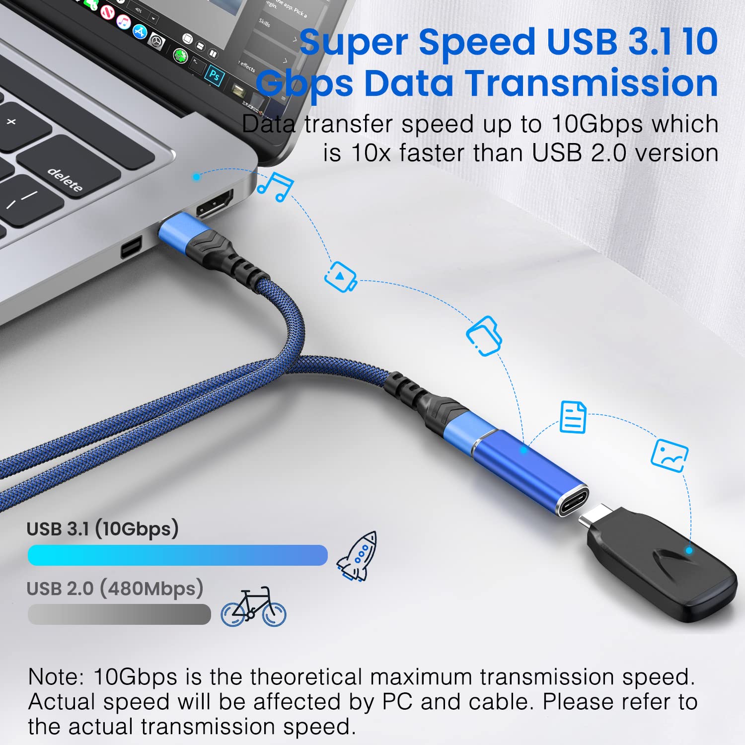 ANDTOBO USB C Female to Female Adapter, 2 Pack USB C 3.1 Female to Female Adapter Coupler, Supports Magsafe Charging and Fast Charging 100W & Data Transfer Extension Connector for USB-C Devices
