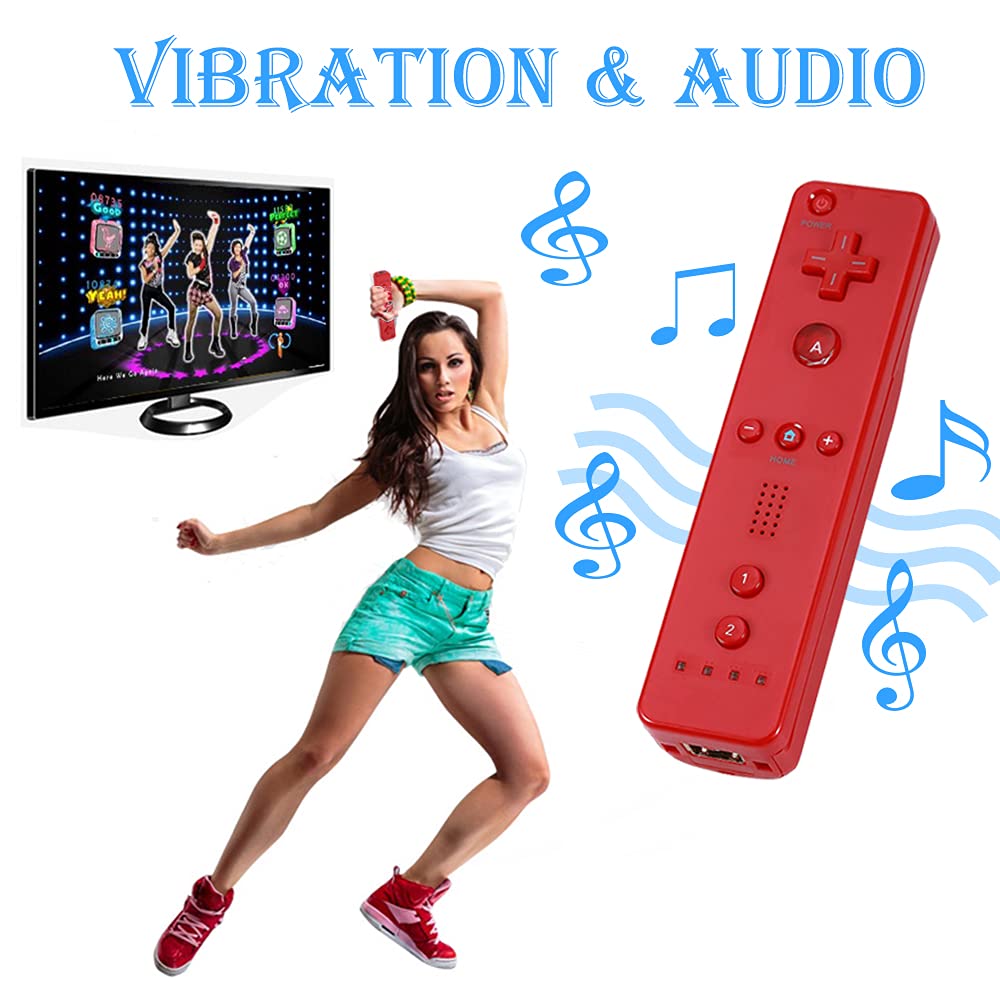 Tevodo Wii Remote Controller, 2 Packs Upgrade Wii Wireless Controller Compatible with Wii Wii U (Red and Deep Blue)