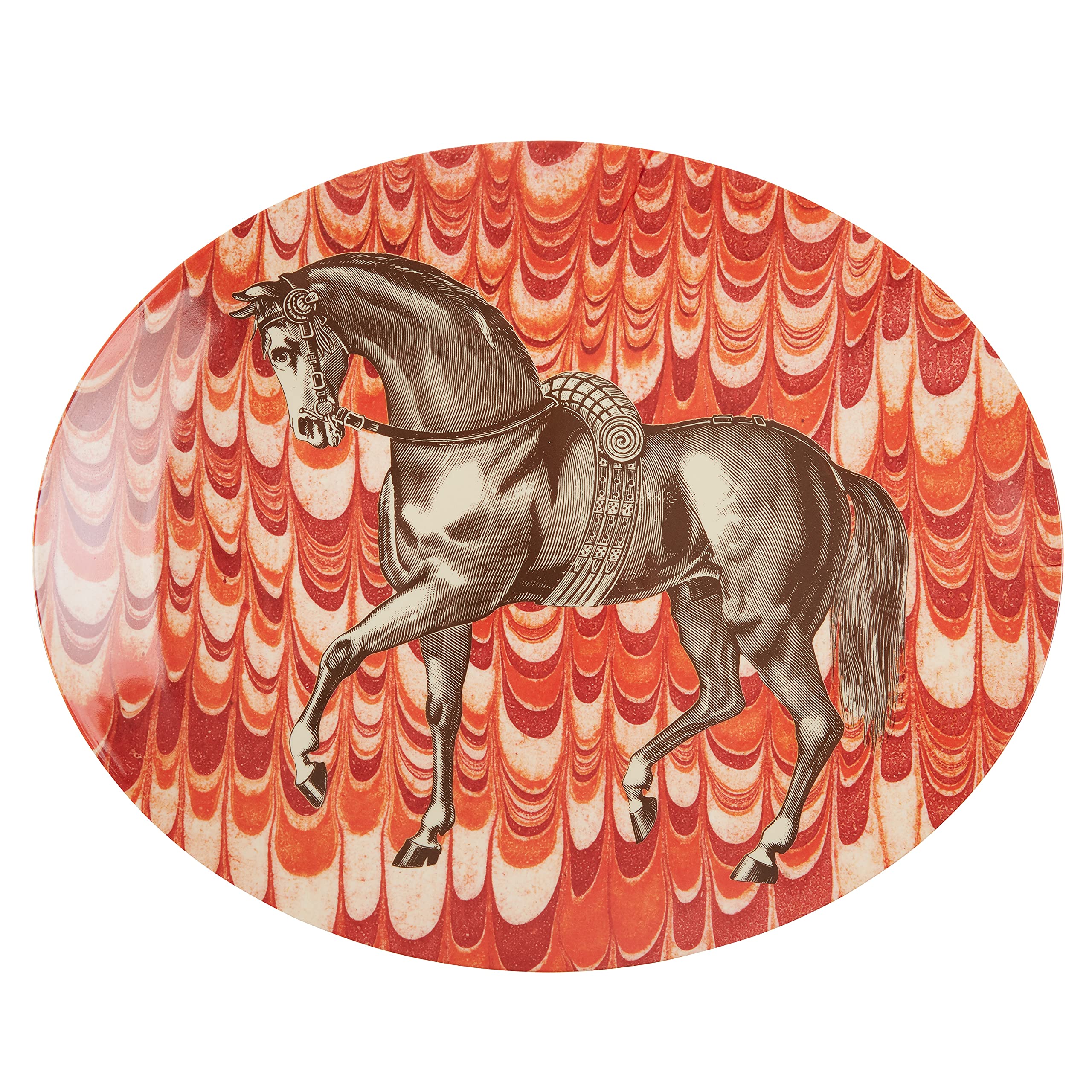 Thomas Paul Melamine EQUUS Oval Platter Serving Tray, 11.75" X 14.5", Multi