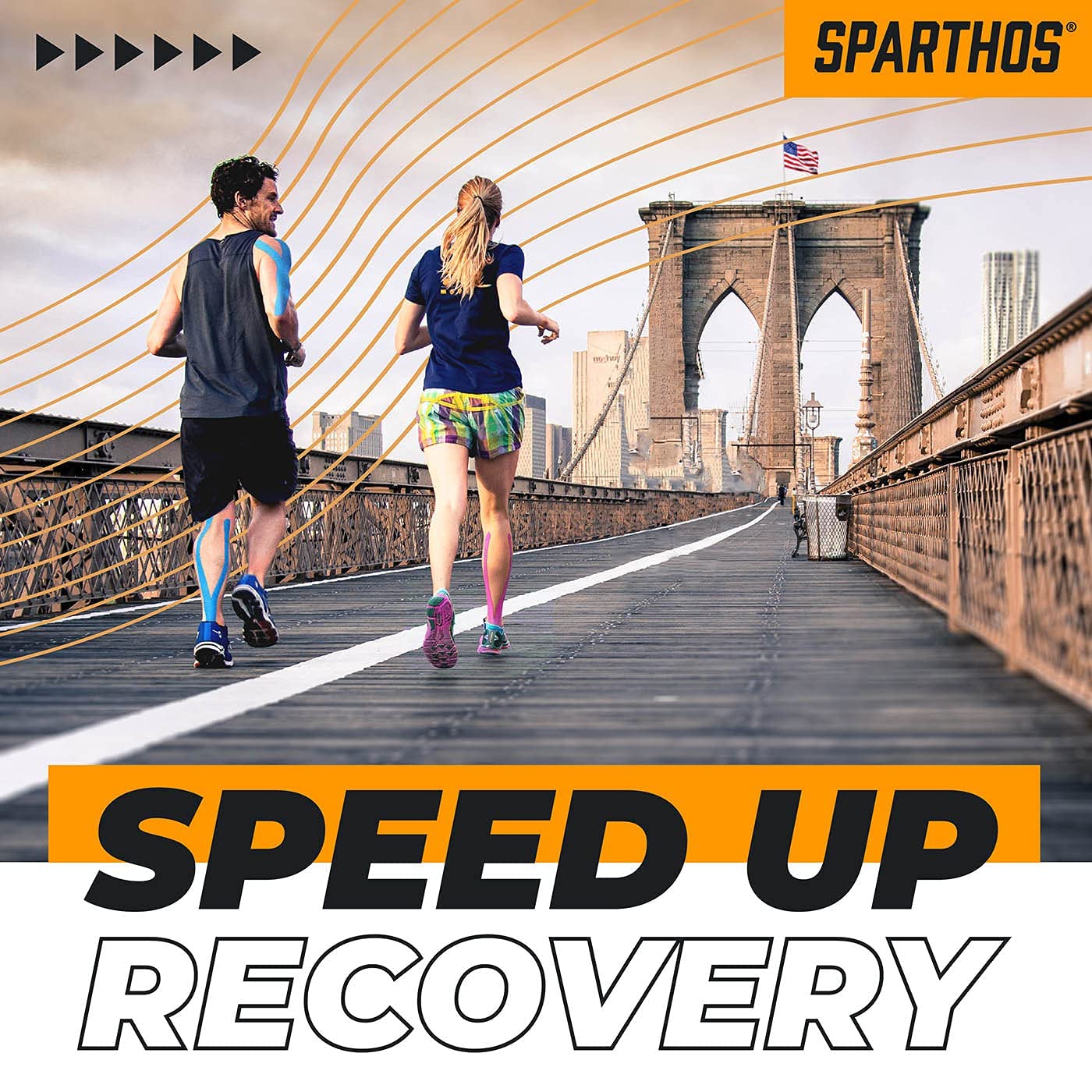 Sparthos Kinesiology Tape [Frosted White - 16.4ft Uncut Roll] + Sparthos Ice Packs for Injuries [Size Medium + Cover]
