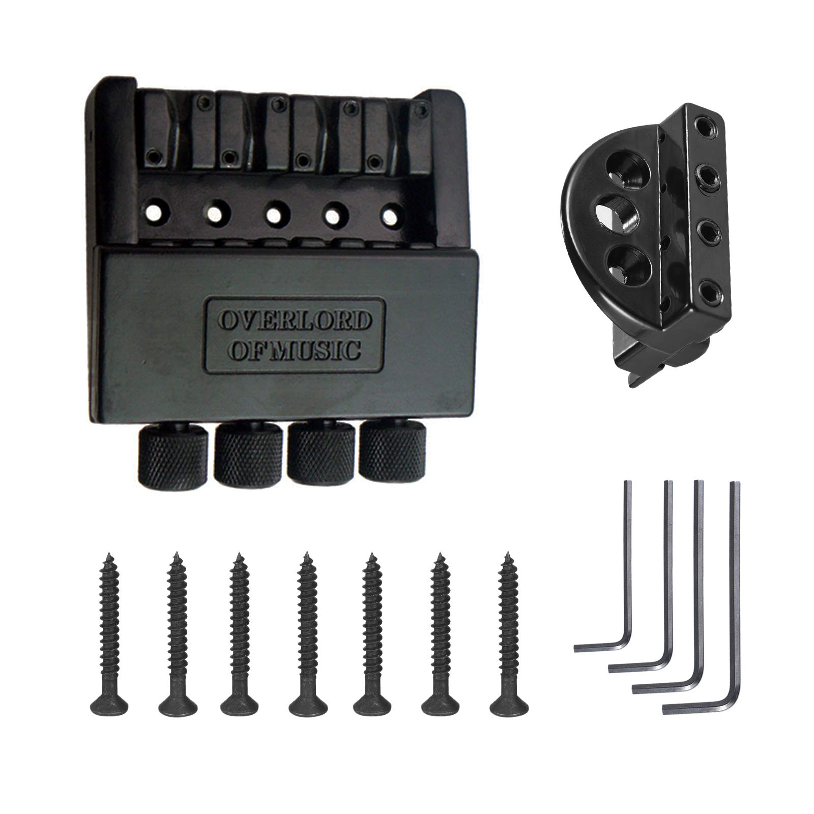 TREELF Headless Electric Bass Tailpiece Bridge set Fixed Hardtail Saddle 4-string guitar Accessory
