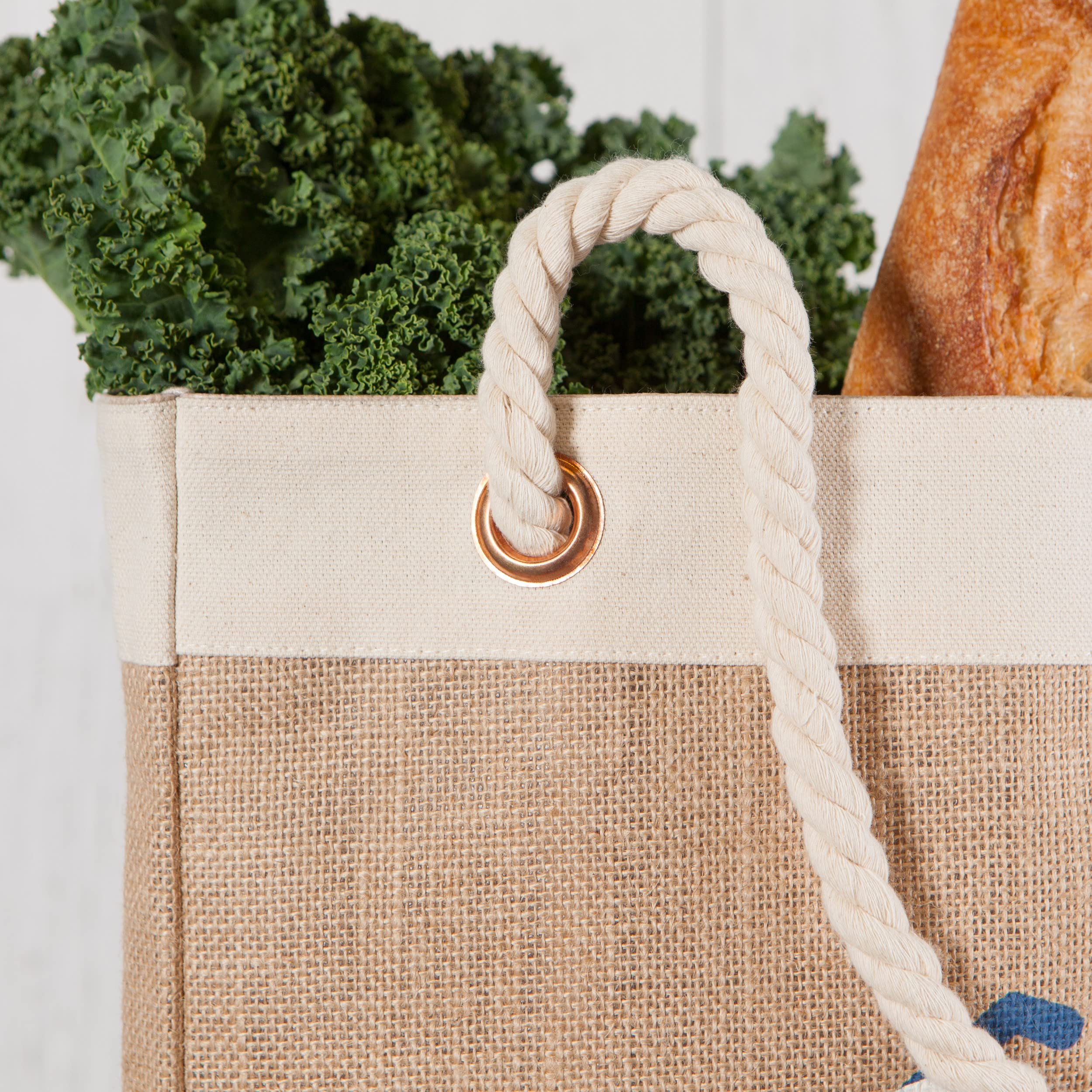 Now Designs Market Tote Bag, Beach Print - 13.5 x 17 in | Cotton & Jute Burlap